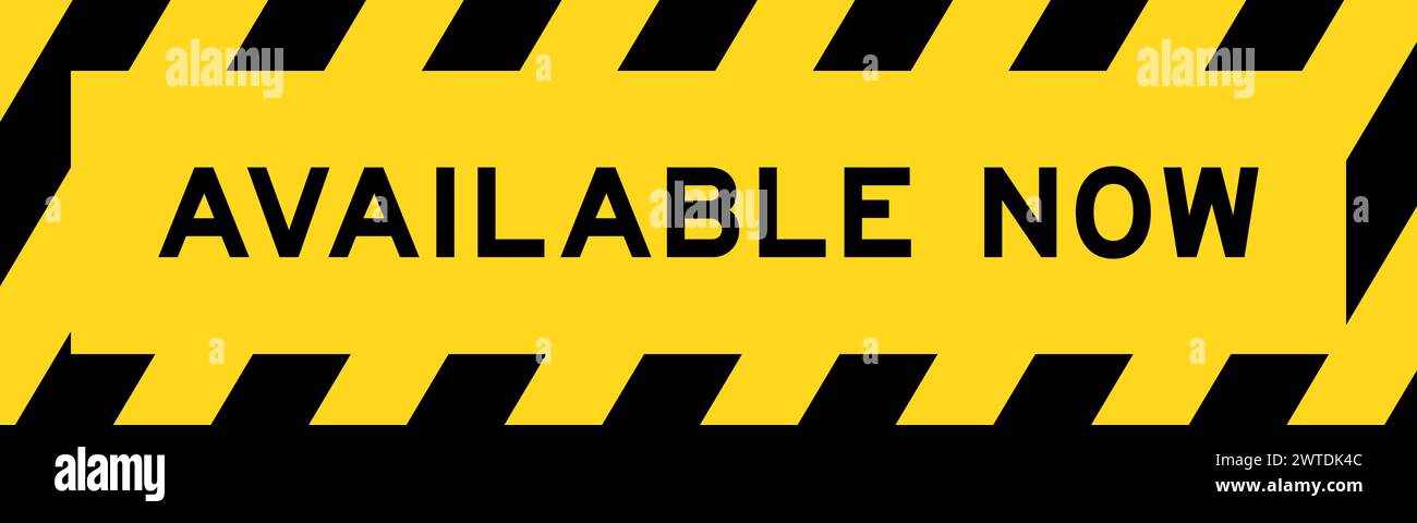Yellow and black color with line striped label banner with word ...