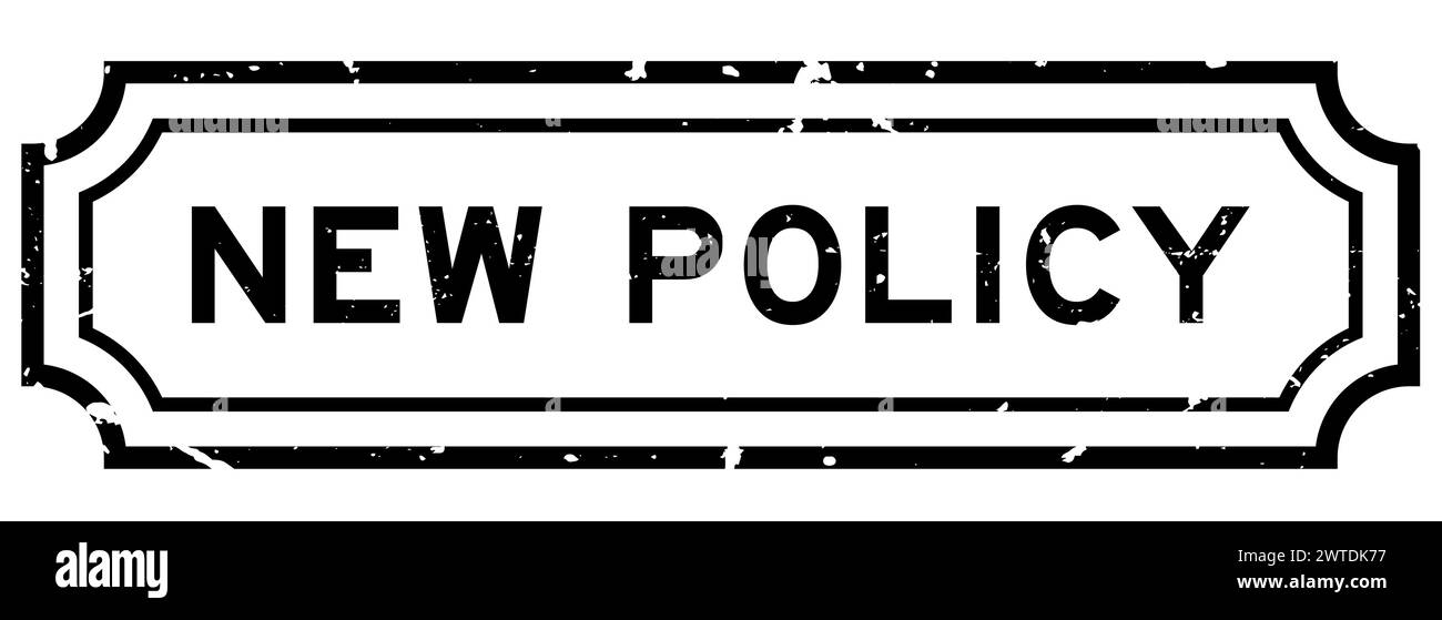 Grunge black new policy word rubber seal stamp on white background ...