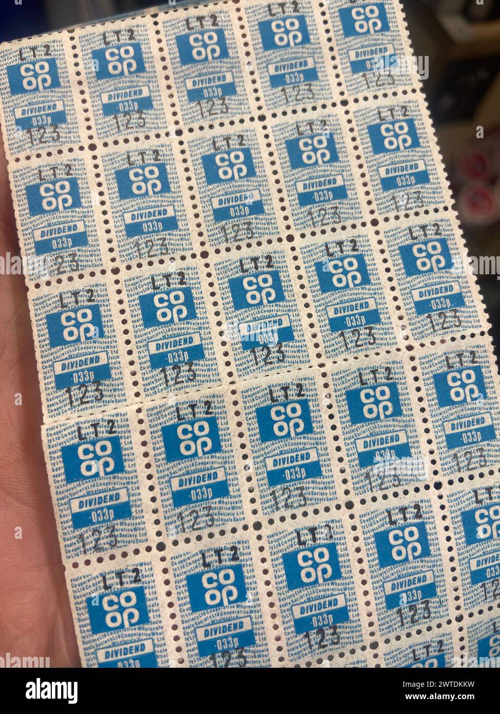 coop savings stamps from 70s uk Stock Photo - Alamy