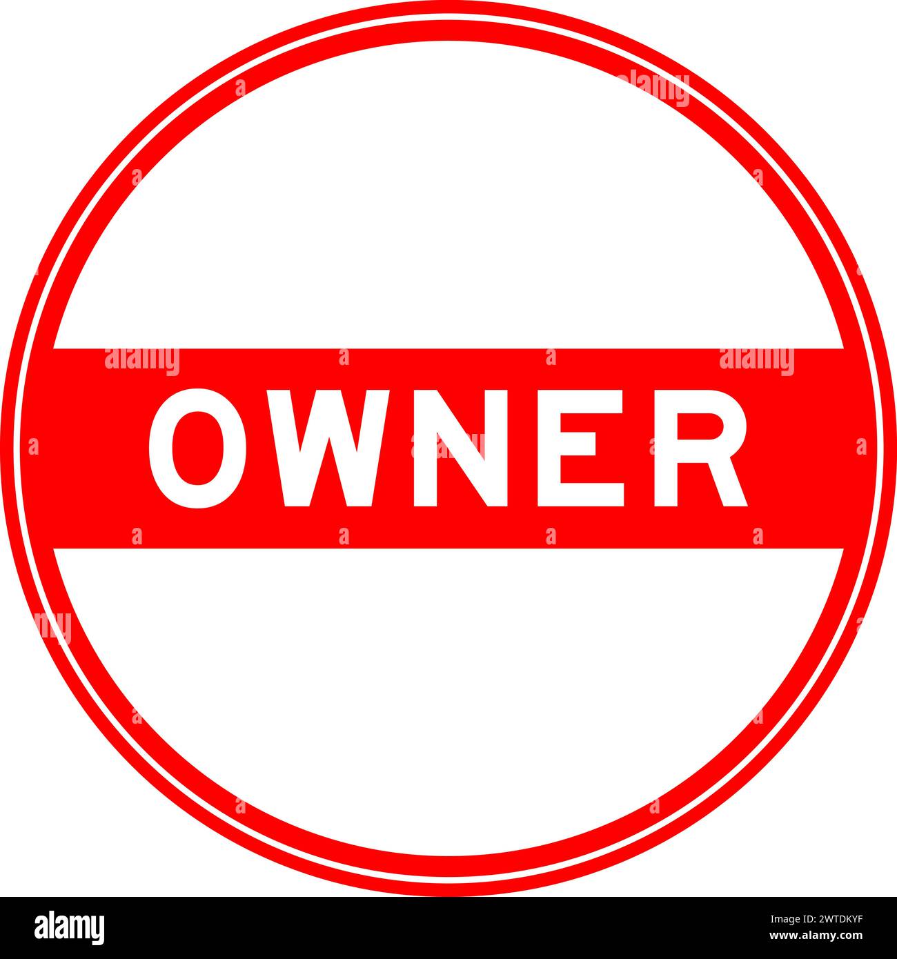 Red color round seal sticker in word owner on white background Stock ...