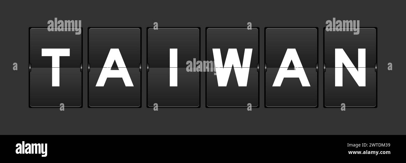 Black color analog flip board with word taiwan on gray background Stock ...
