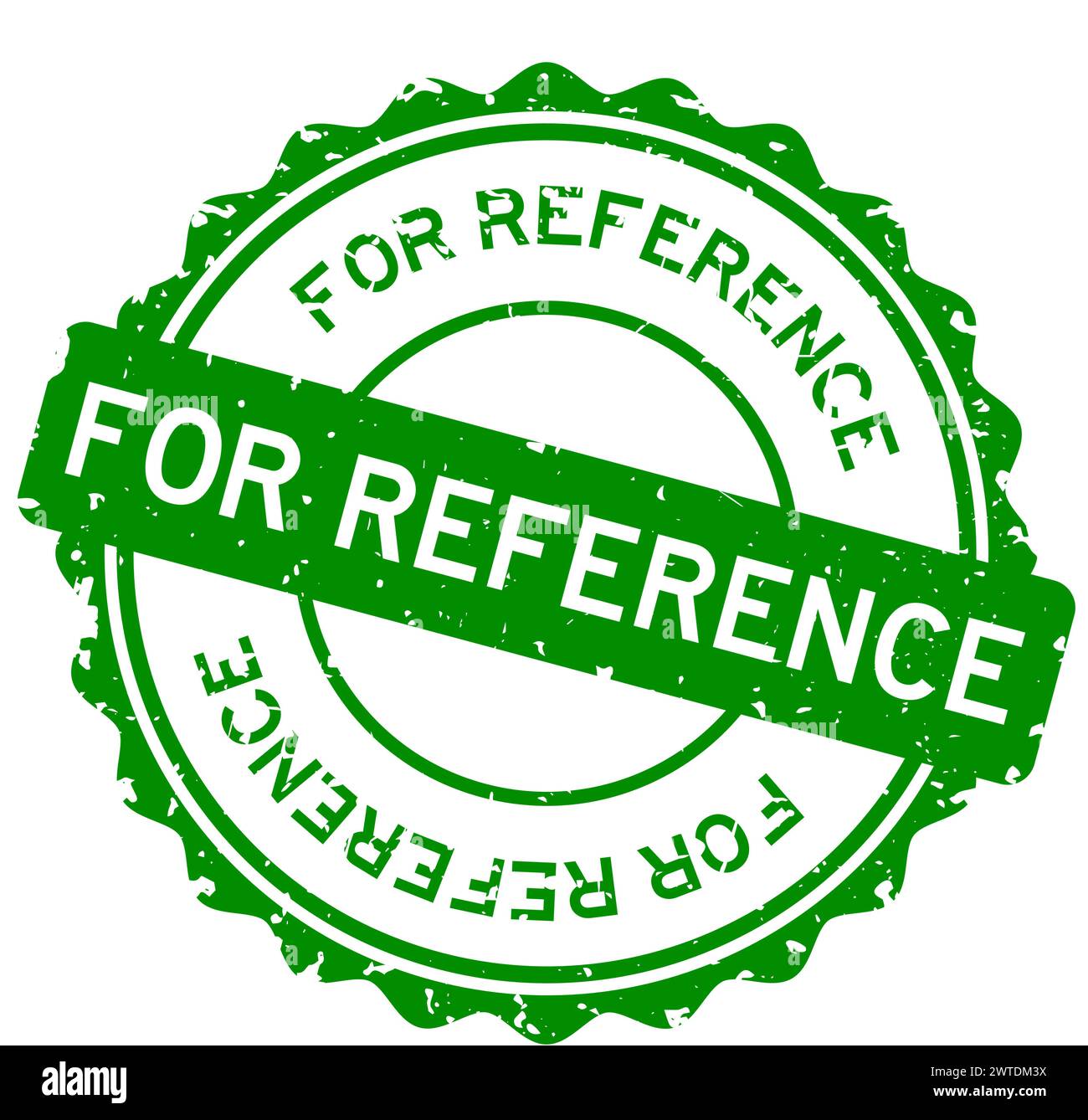 Grunge green for reference word round rubber seal stamp on white ...