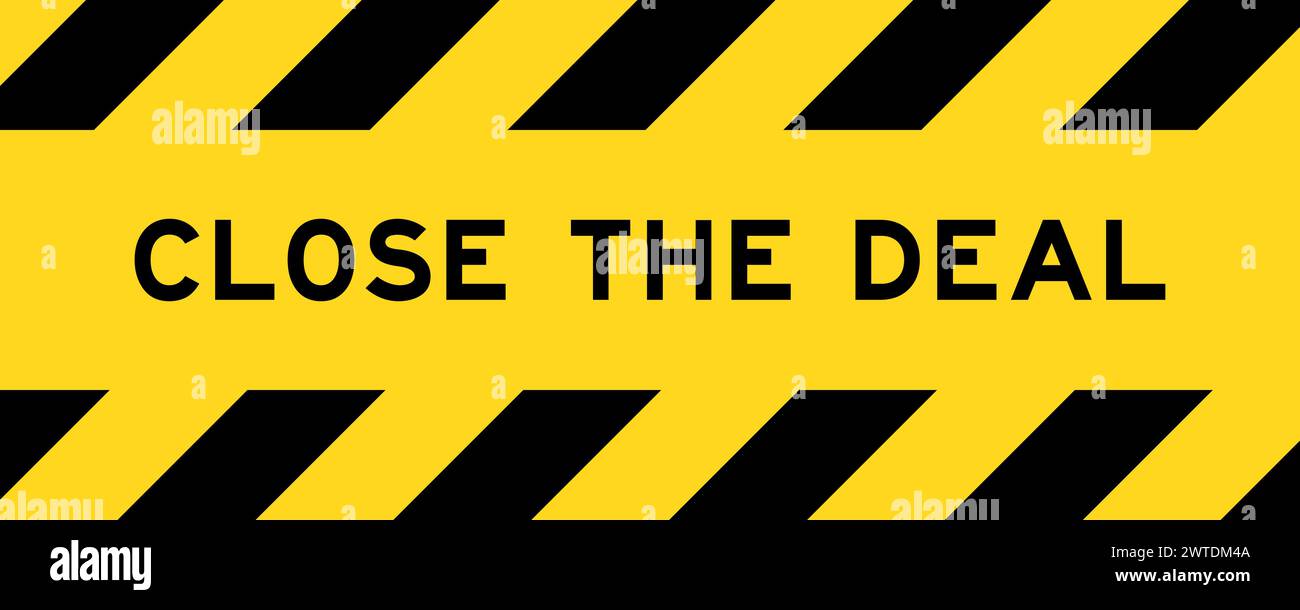 Yellow and black color with line striped label banner with word close ...