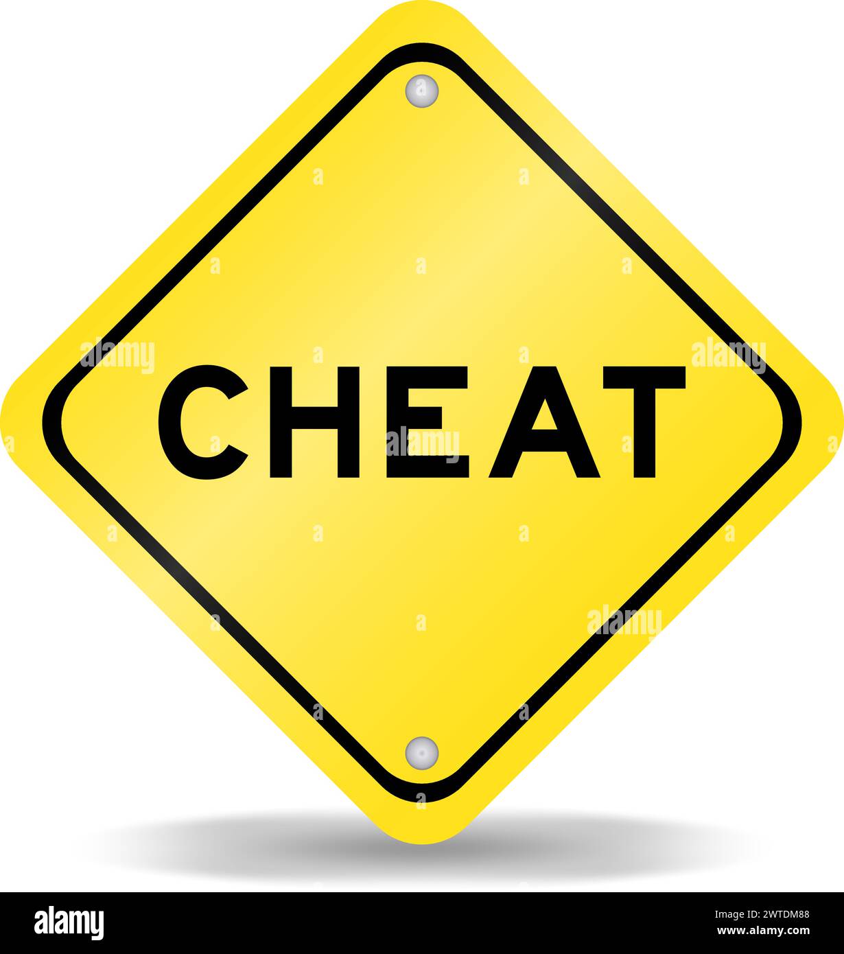 Yellow color transportation sign with word cheat on white background ...