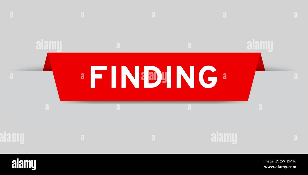 Red color inserted label with word finding on gray background Stock ...