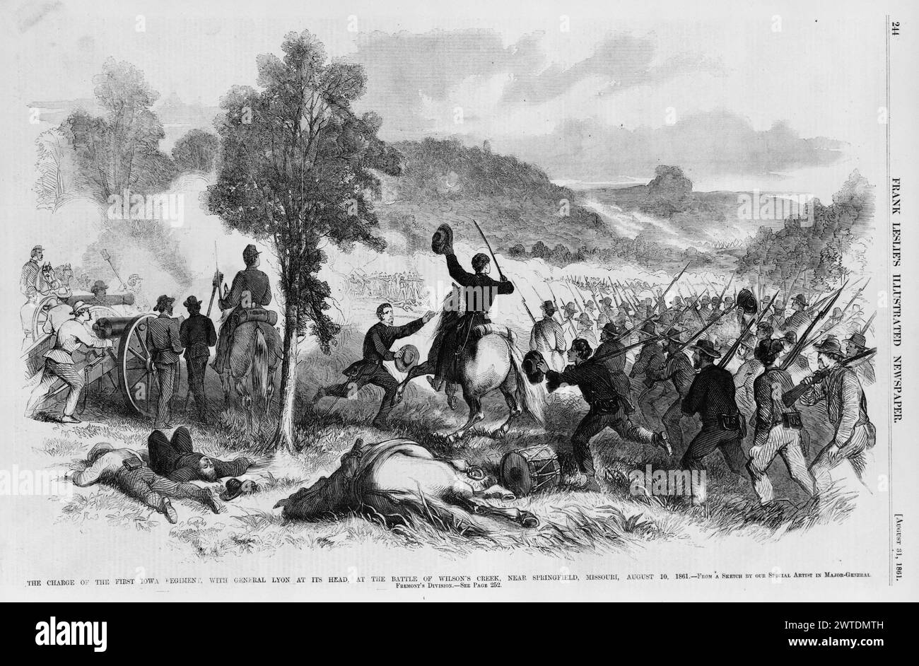 The charge of the First Iowa Regiment, with General Lyon at its head ...
