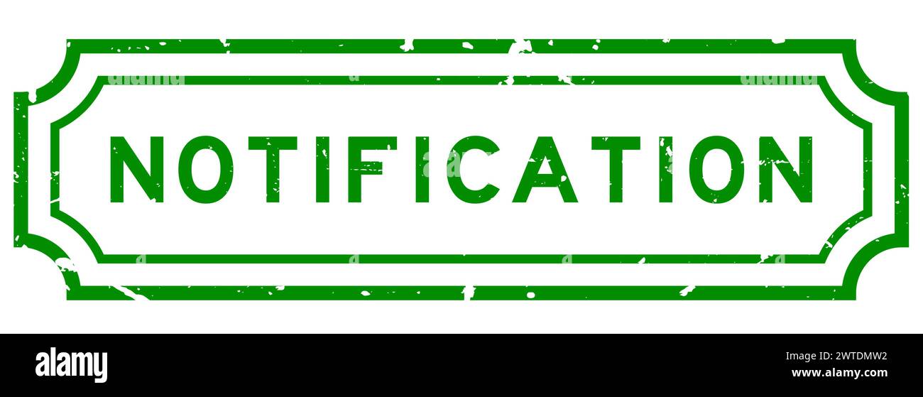 Grunge green notification word rubber seal stamp on white background ...