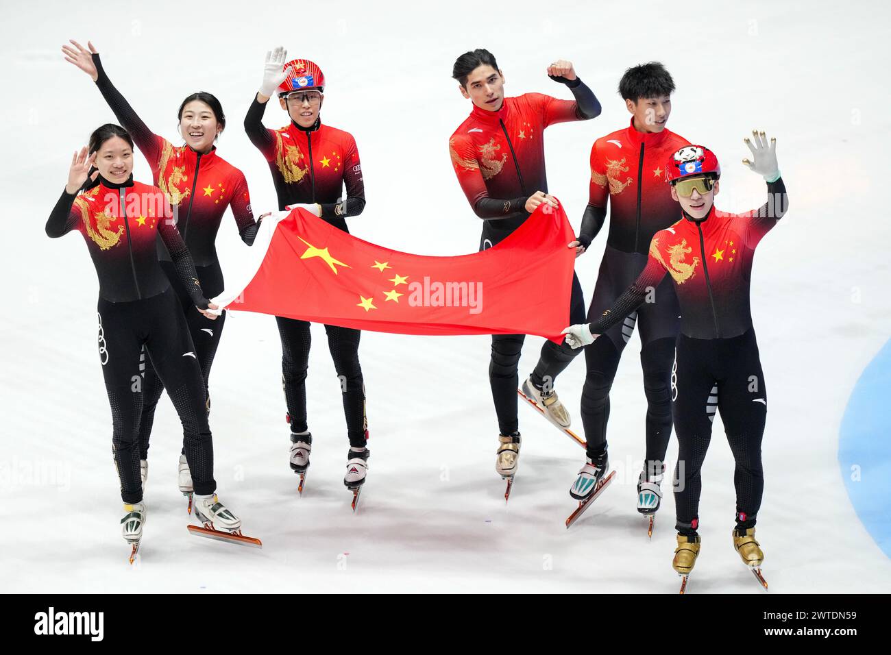 ROTTERDAM, NETHERLANDS - MARCH 17: World Champion team China, Kexin Fan of China, Li Gong of ...