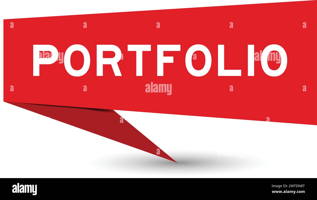 Red color speech banner with word portfolio on white background Stock ...