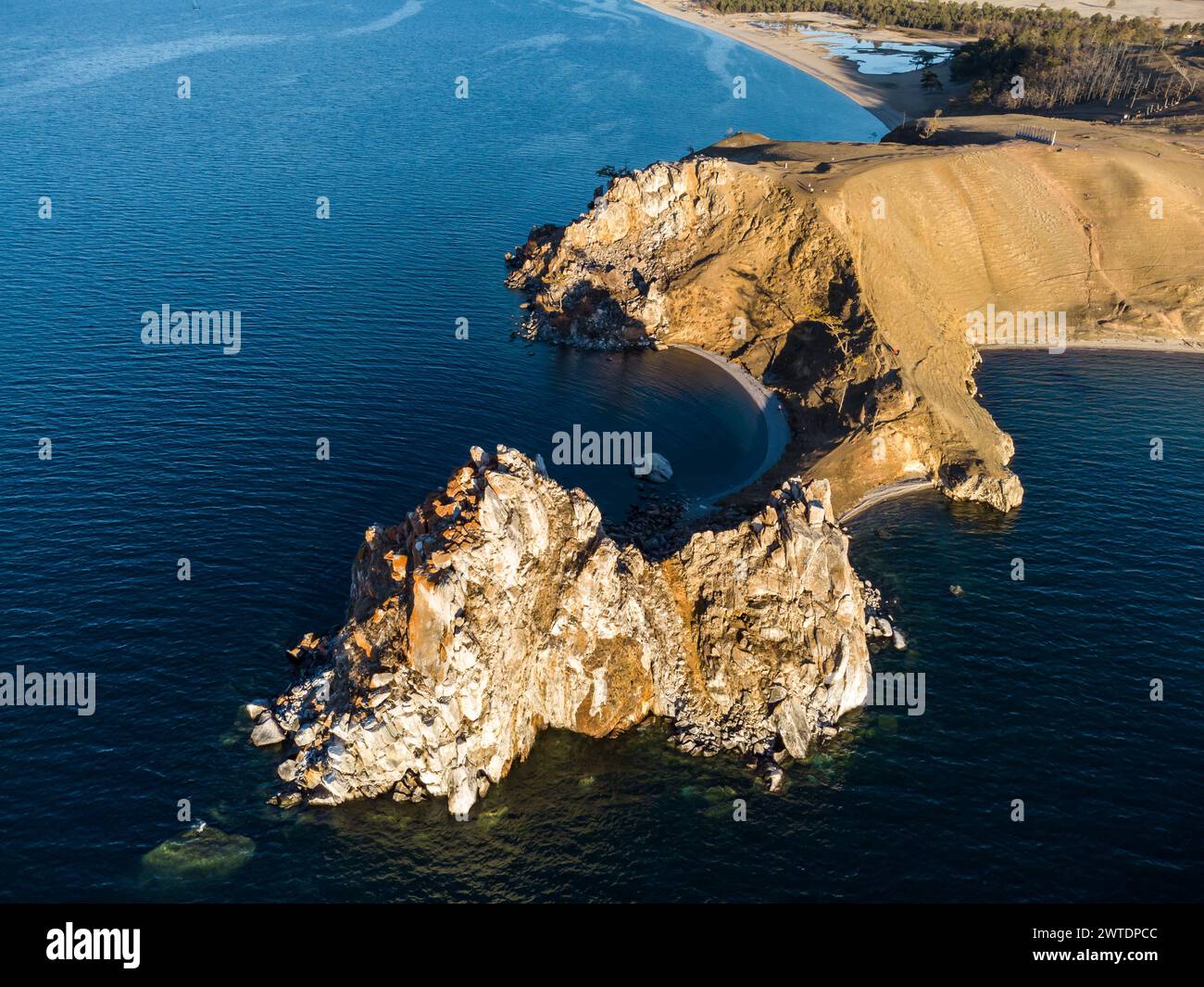 Shamanka Rock. Lake Baikal at Olkhon Island. the village of Khuzhir ...