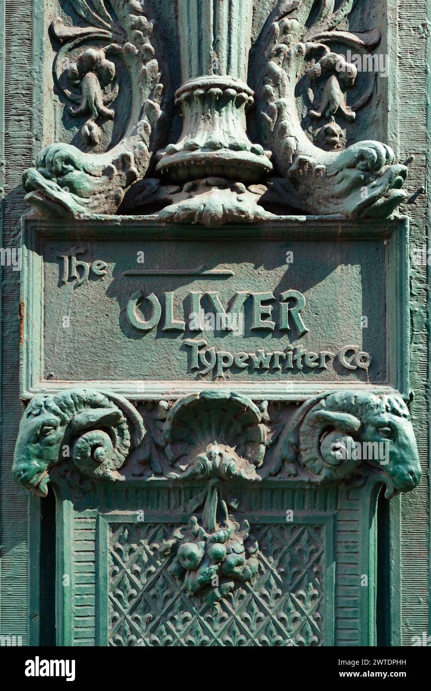 Chicago, Illinois - United States - March 11th, 2024: Building plaque ...