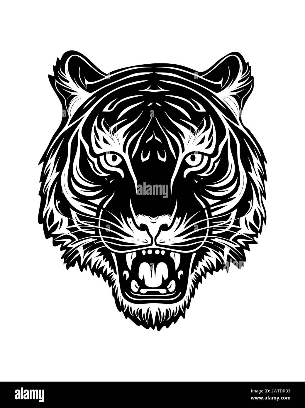 Roaring Tiger Head Drawing Roaring Tiger Head Metal Wall Art