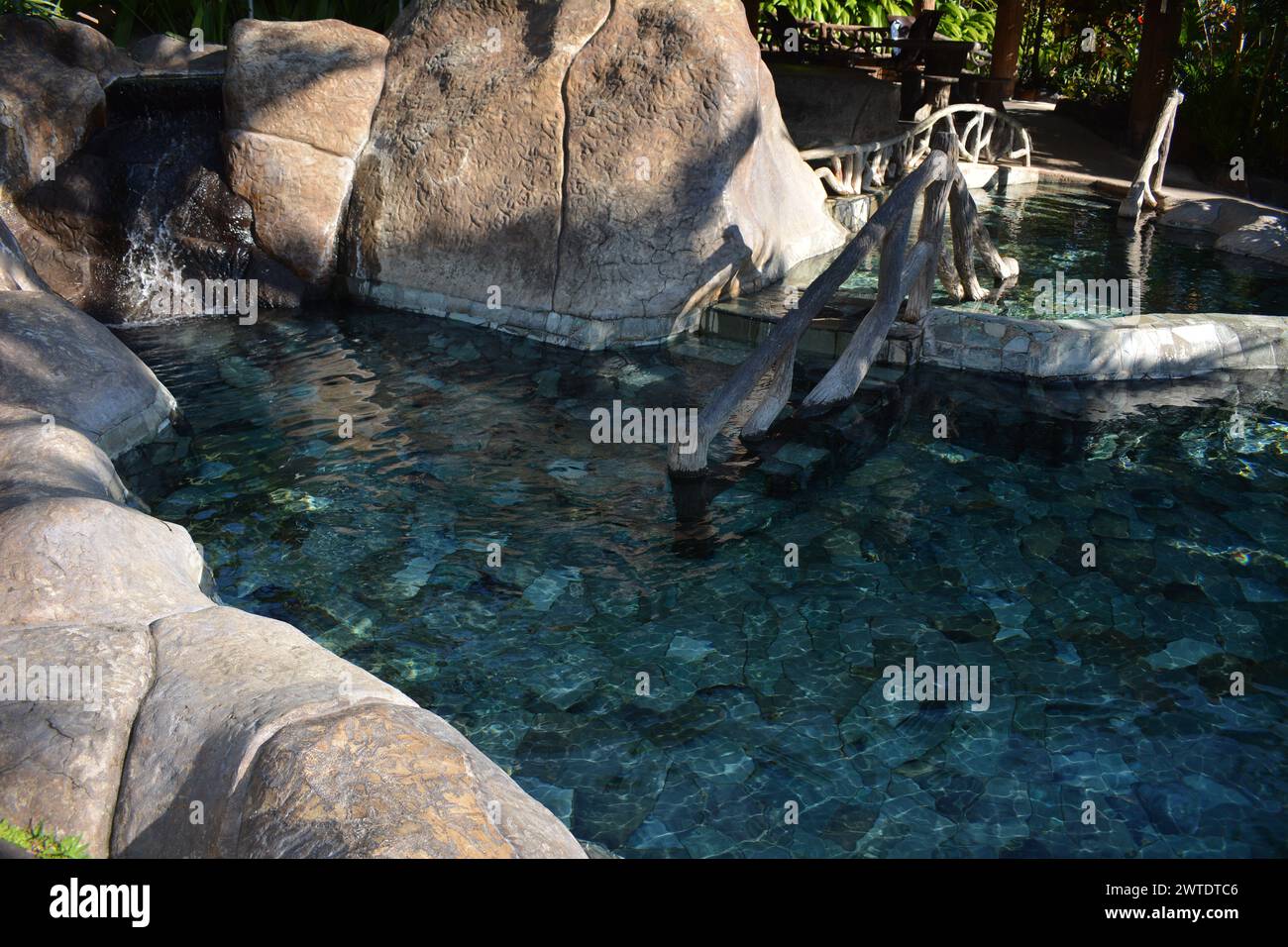Hot spring bath at a resort by Mount Arenal volcano in Costa Rica Stock ...