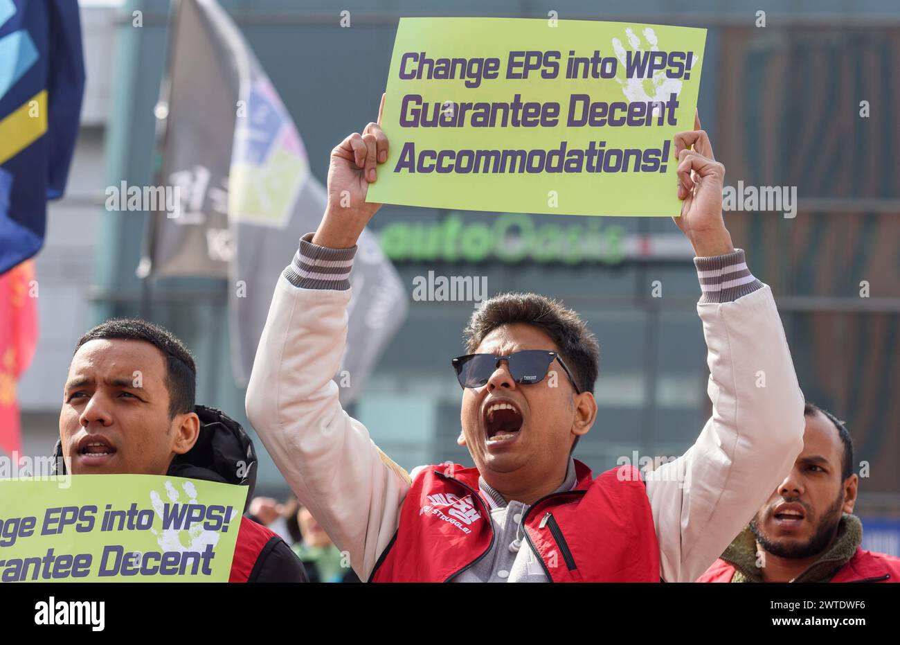 Members of a migrant human rights group for the enactment of anti ...