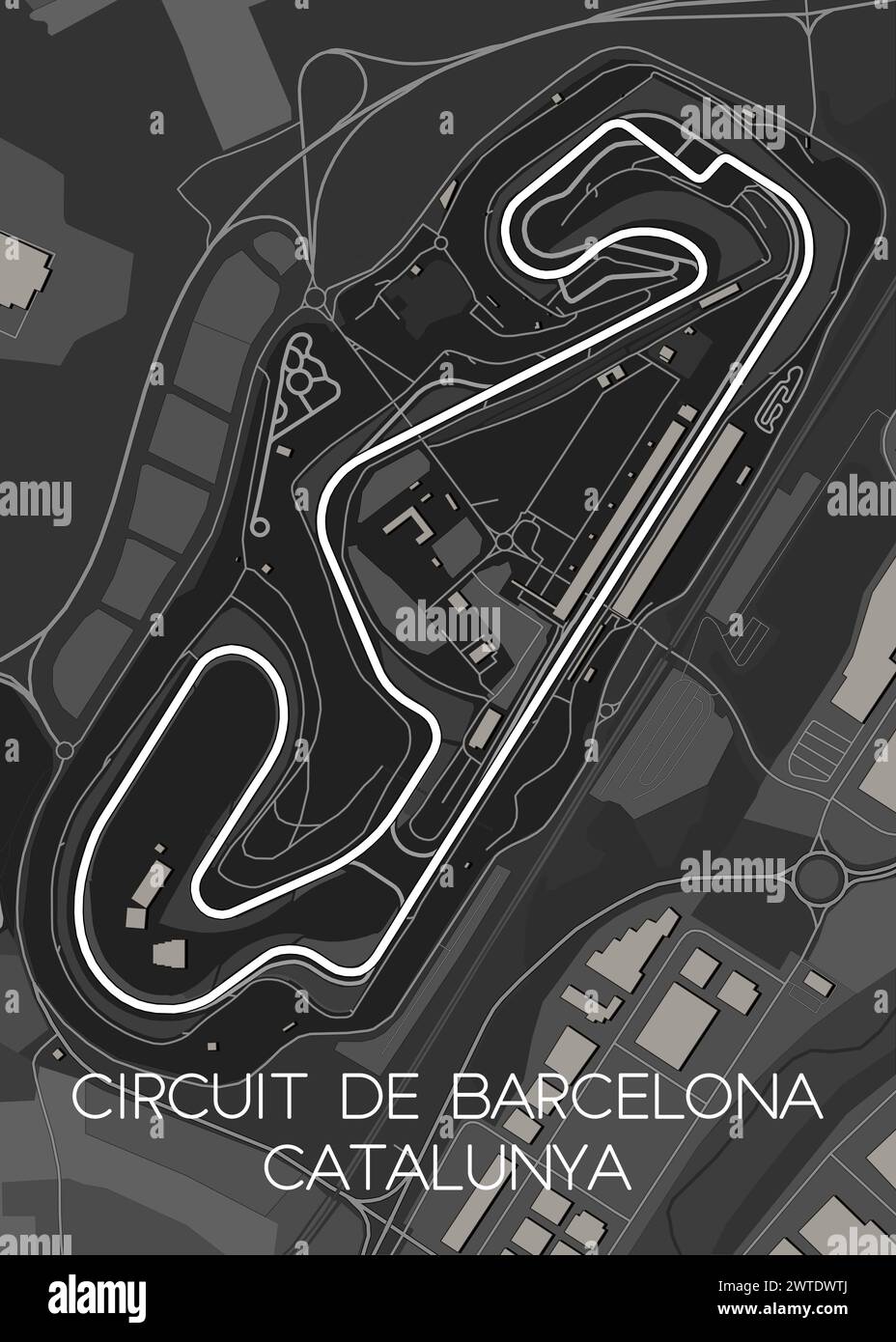 Circuit de Barcelona-Catalunya racing track map Stock Vector Image ...