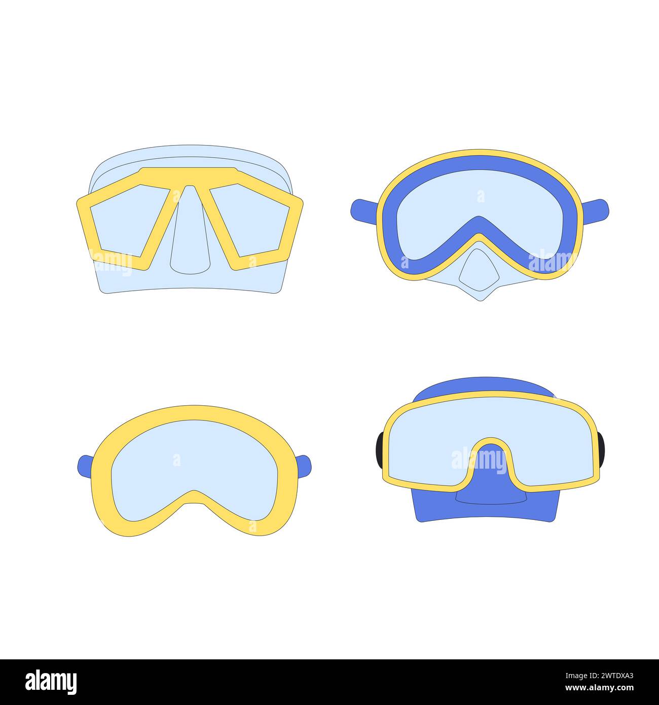 Diving mask set. Scuba mask isolated on white background. Equipment ...
