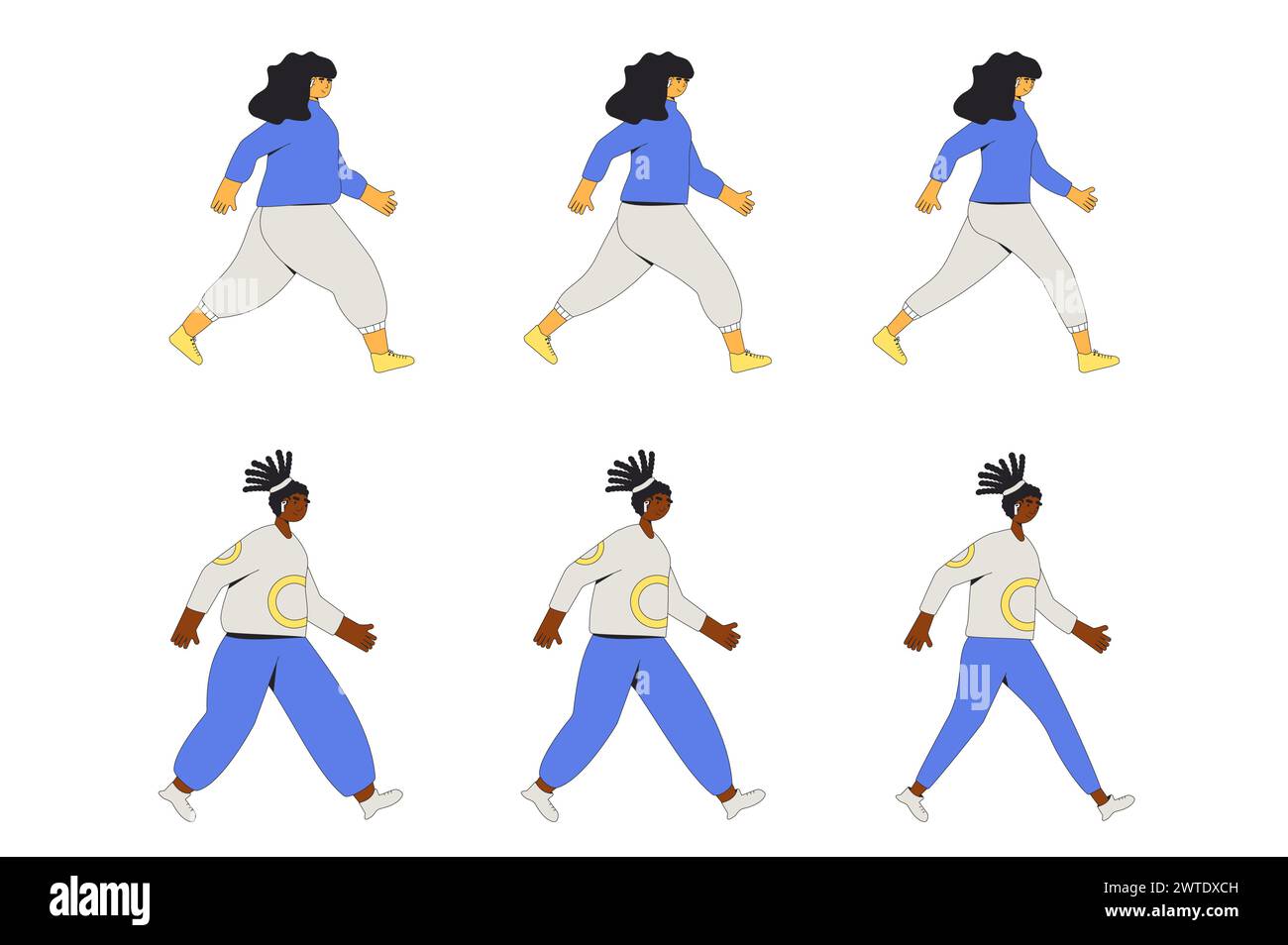 Weight loss women sequence set. Before and after diet and sport ...