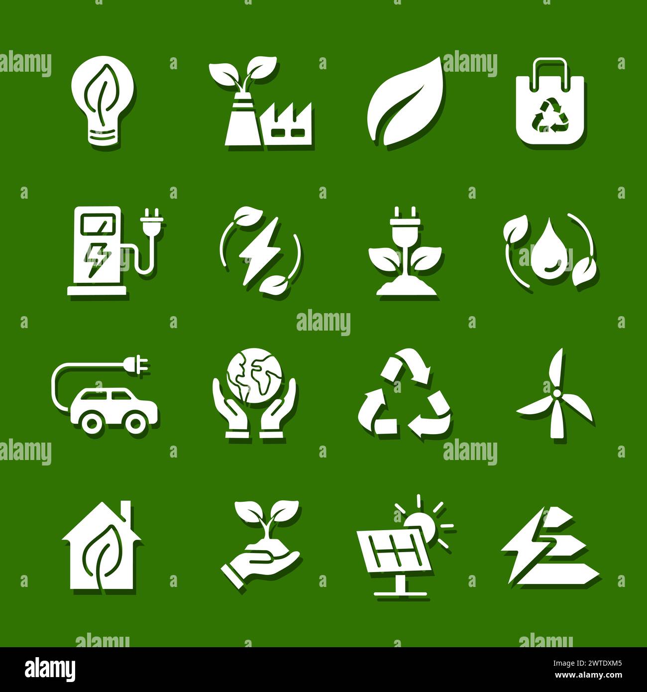 Eco friendly icon set , ecology and nature green icons set on white ...