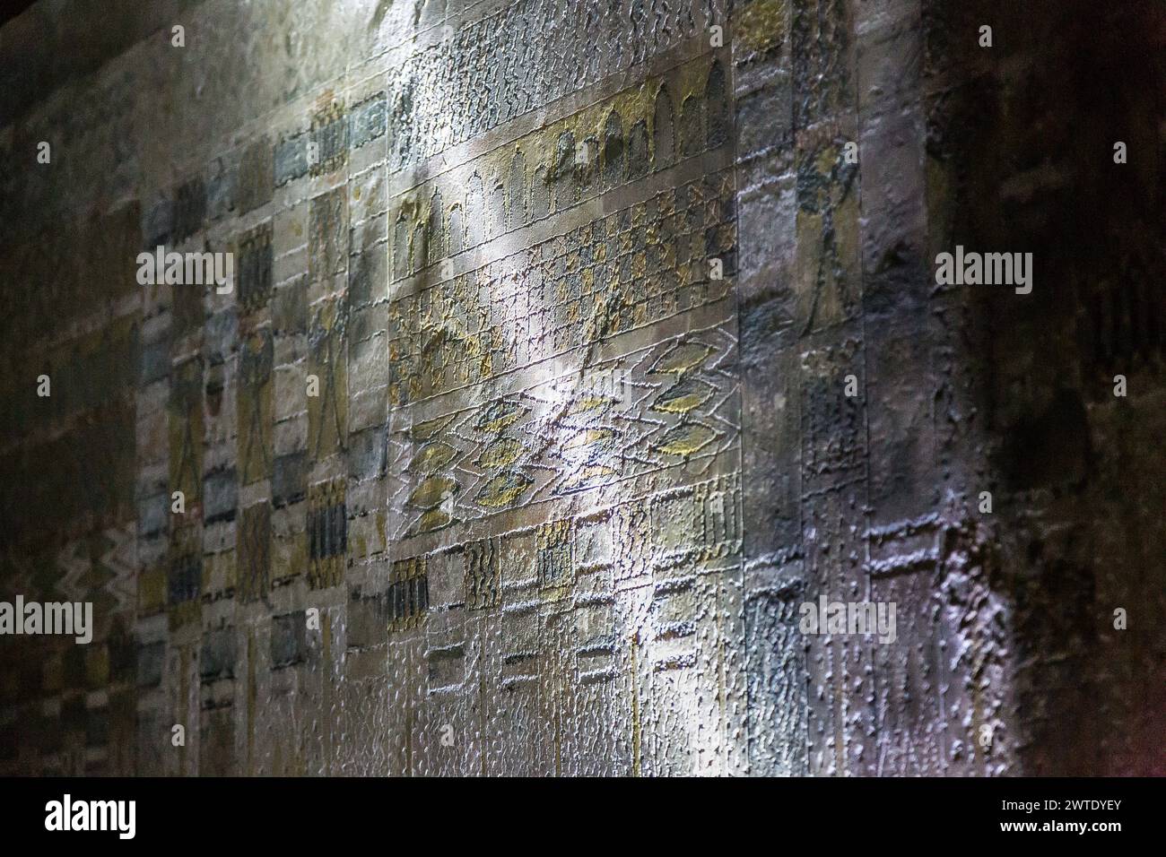 Egypt, Saqqara, Unas pyramid, alabaster reused blocks. Under a certain ...