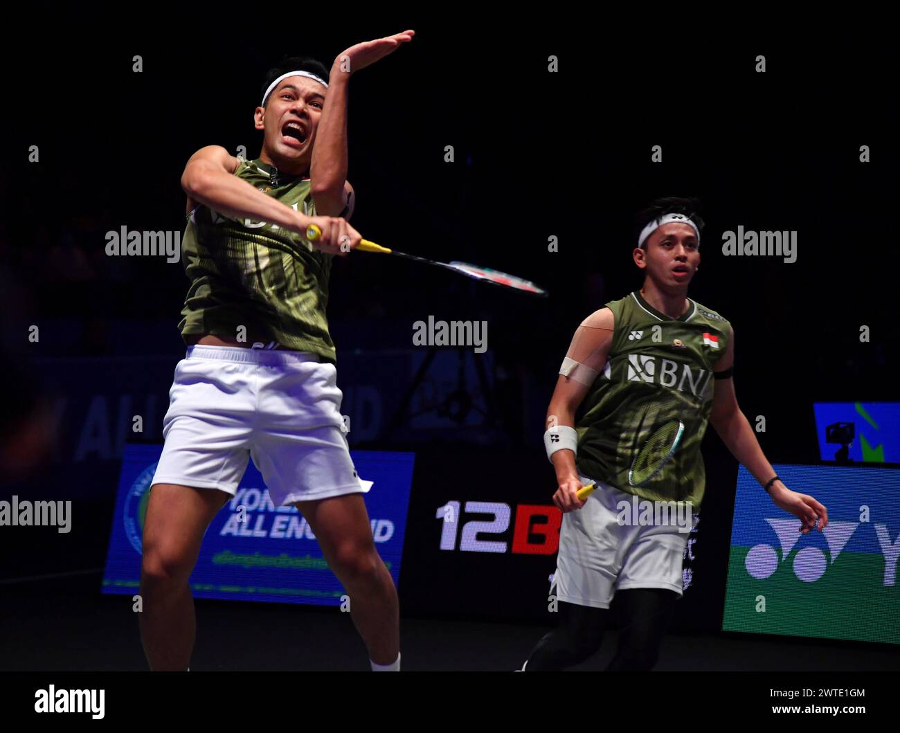 Indonesia's Fajar Alfian, left, and Muhammad Rian Ardianto in action ...
