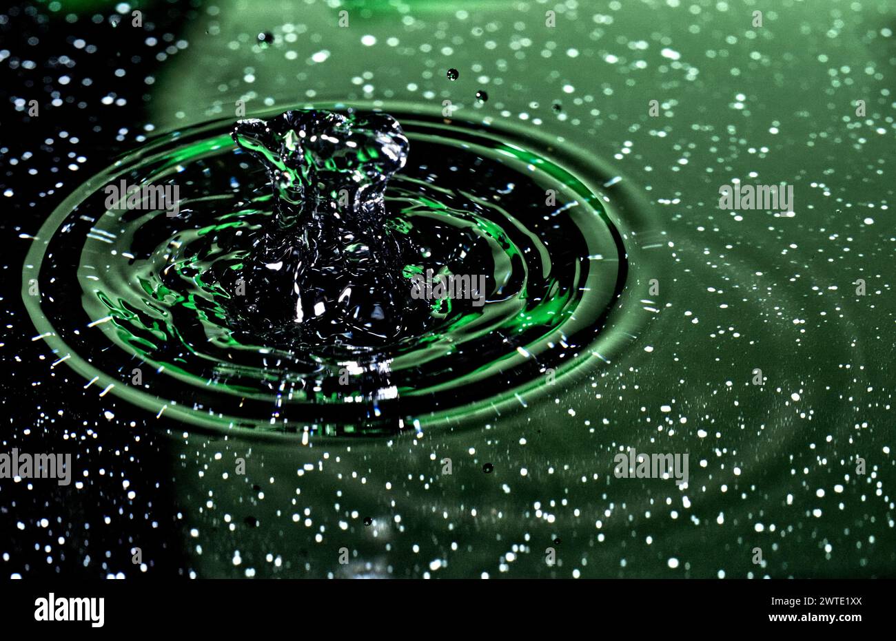 Splash - falling water drops in color macro shot Stock Photo - Alamy