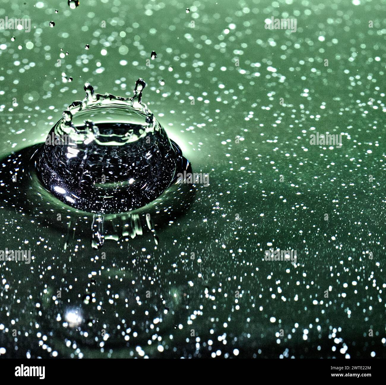 Splash - falling water drops in color macro shot Stock Photo - Alamy