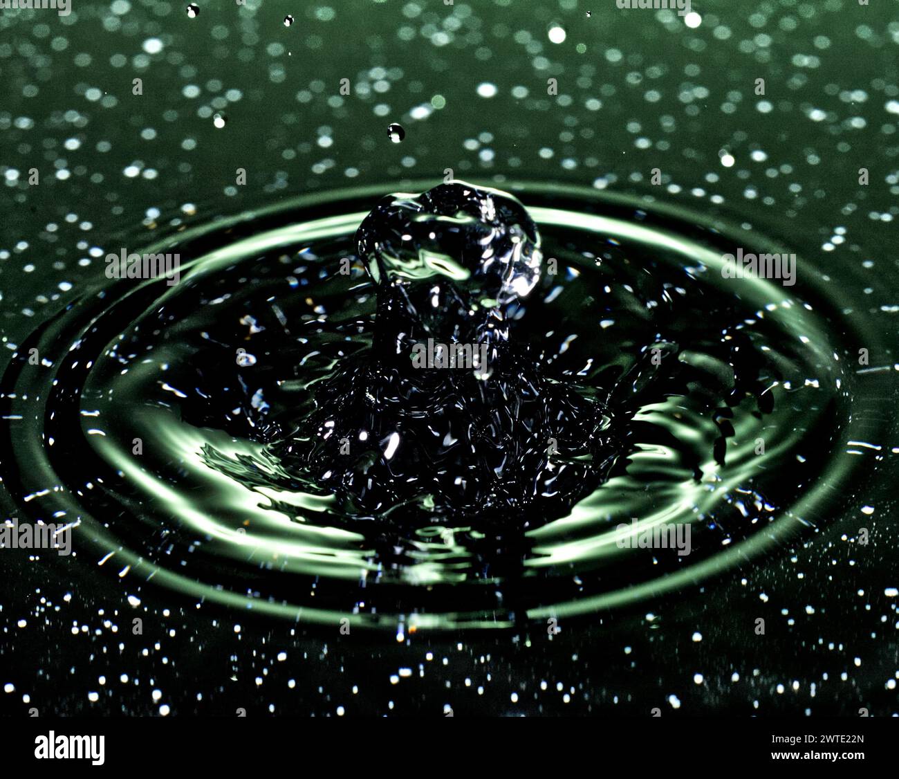 Splash - falling water drops in color macro shot Stock Photo - Alamy