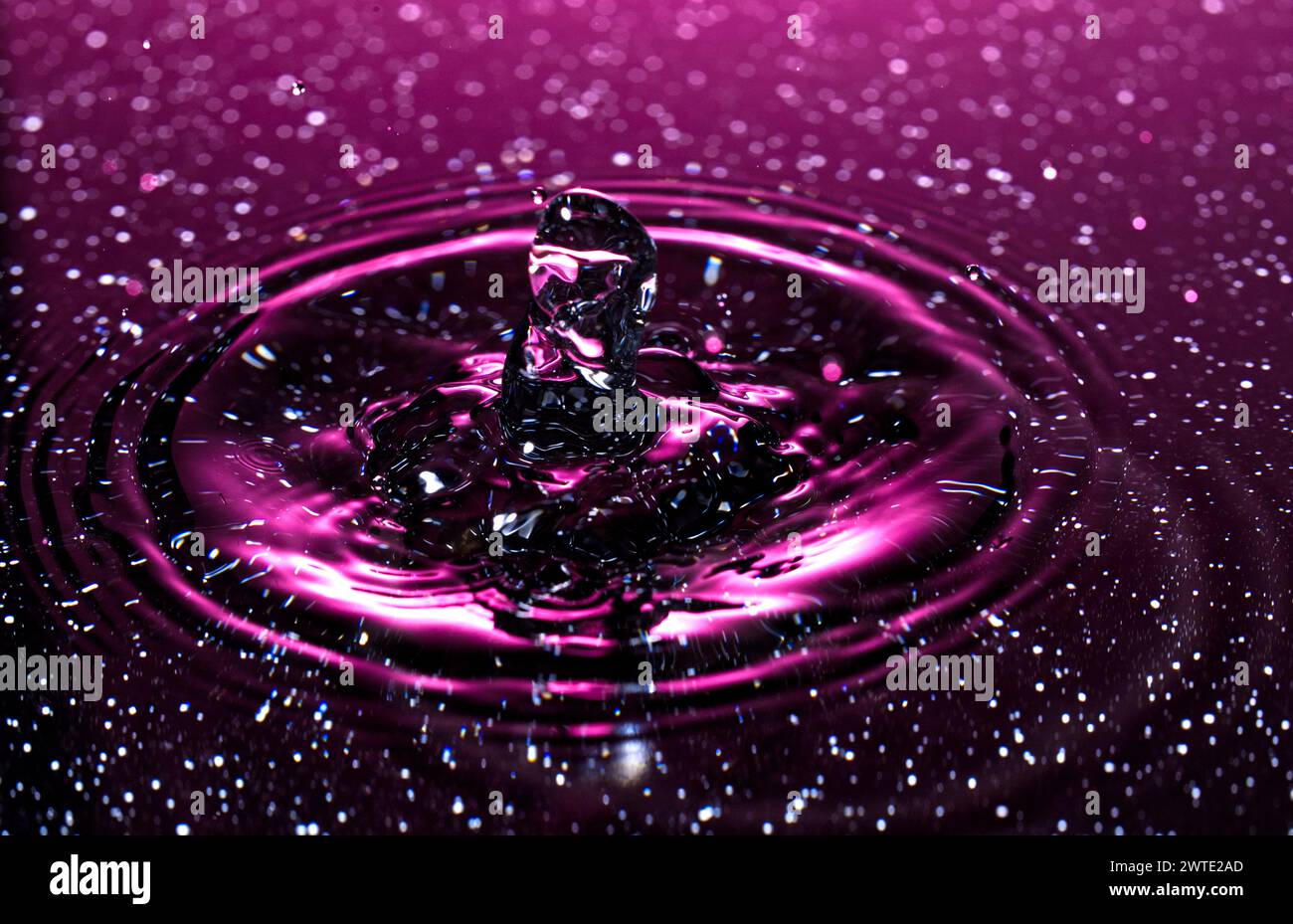 Splash - falling water drops in color macro shot Stock Photo - Alamy
