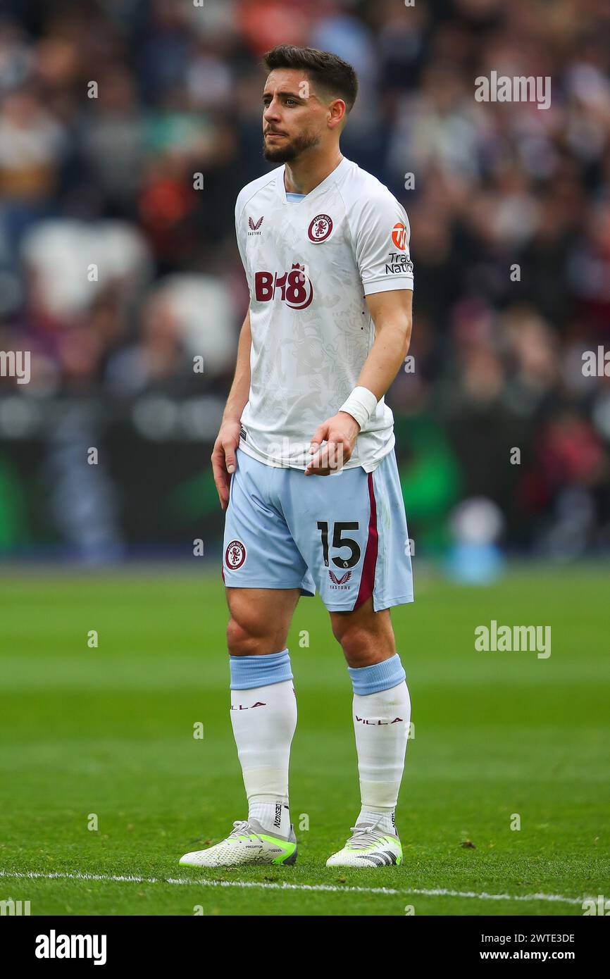 Álex Moreno of Aston Villa during the Premier League match West Ham United vs Aston Villa at ...