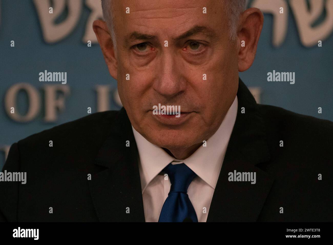 Israeli Prime Minister Benjamin Netanyahu delivers his speech after a ...