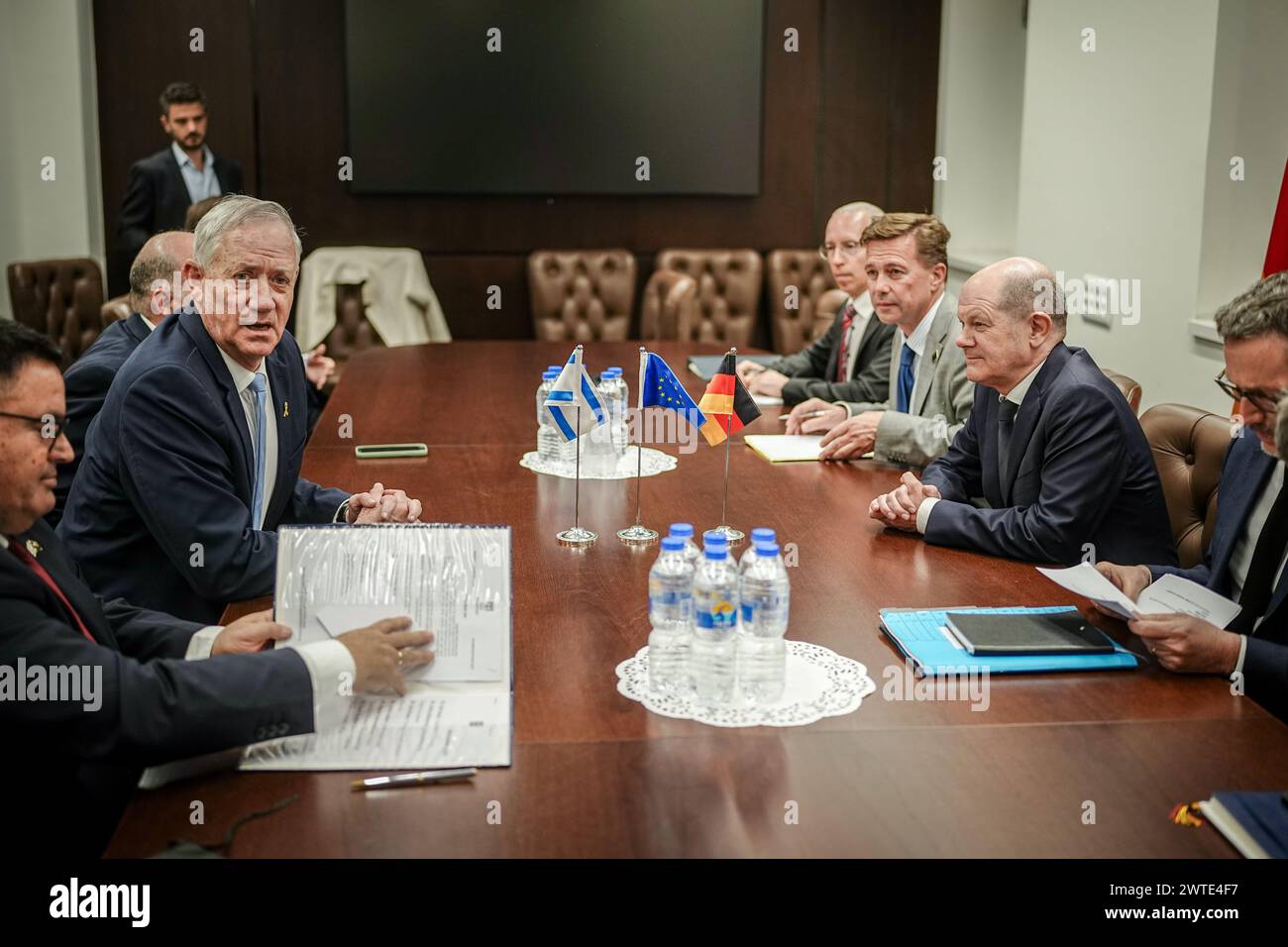 Jerusalem, Israel. 17th Mar, 2024. Federal Chancellor Olaf Scholz (r ...
