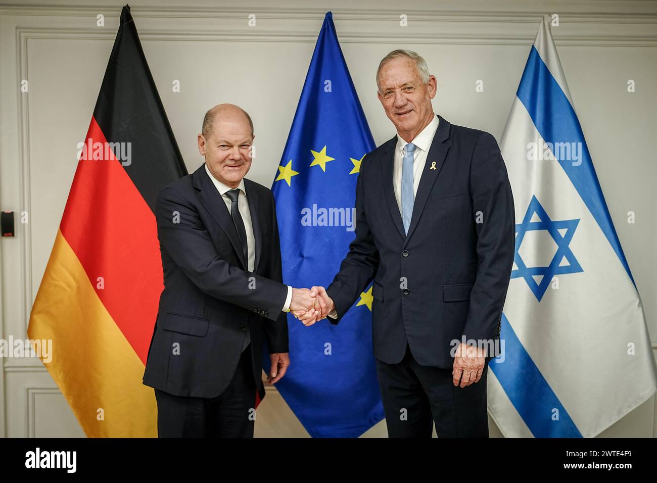 Jerusalem, Israel. 17th Mar, 2024. Federal Chancellor Olaf Scholz (l ...