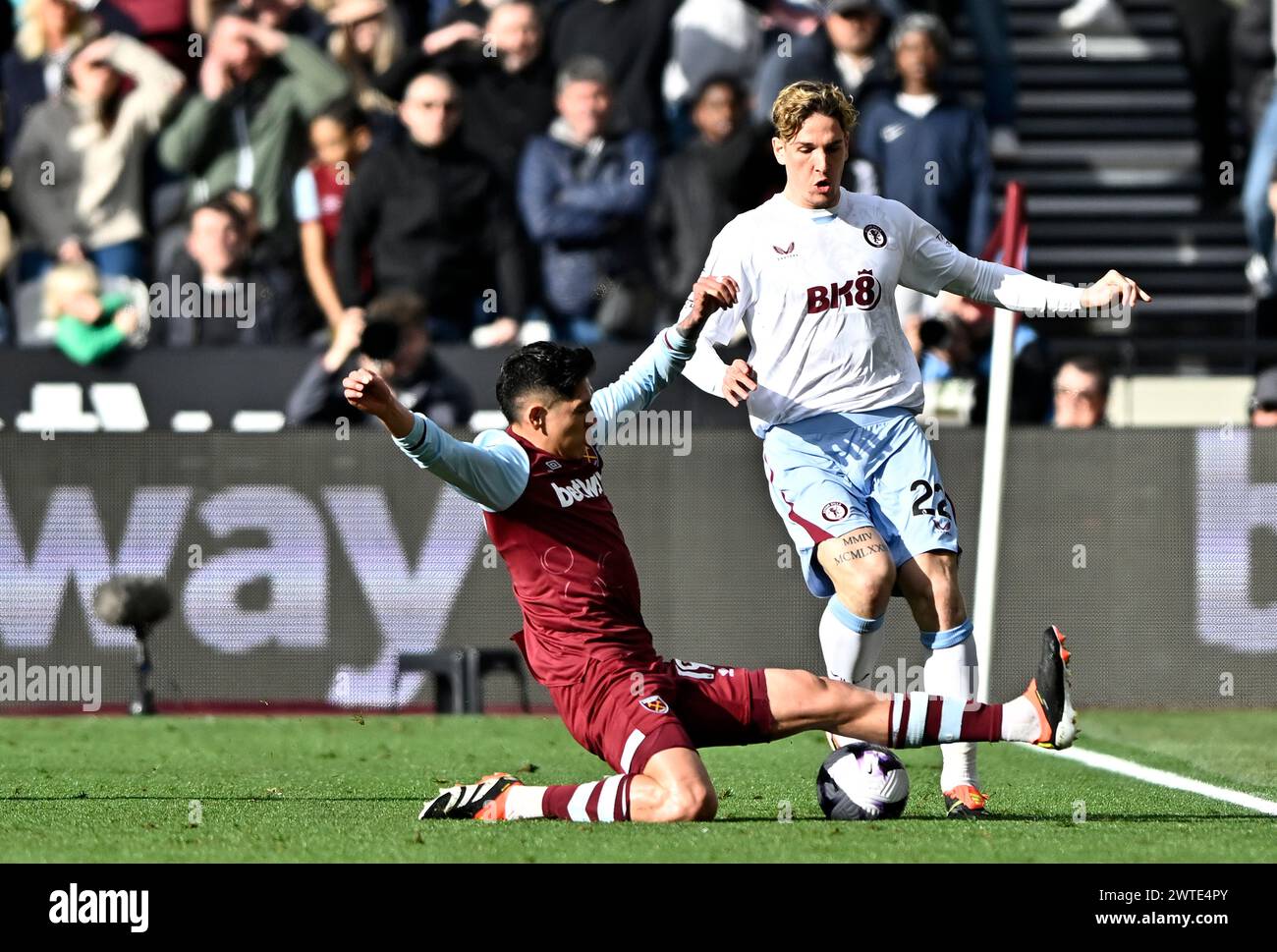London Uk 17th Mar 2024 Edson Álvarez West Ham Slides In To