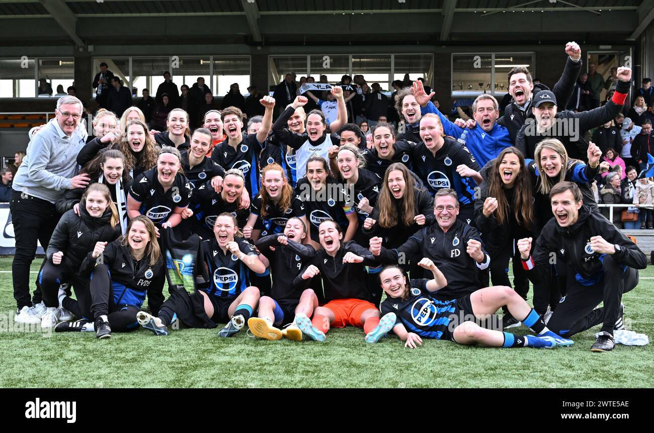 players of Club YLA pictured celebrating after winning a female soccer ...