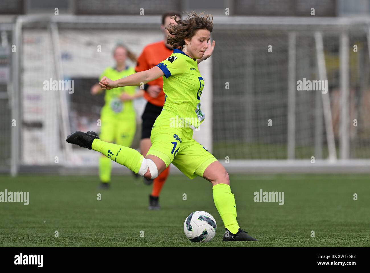 Fleur Van Daele (16) of AA Gent pictured during a female soccer game ...