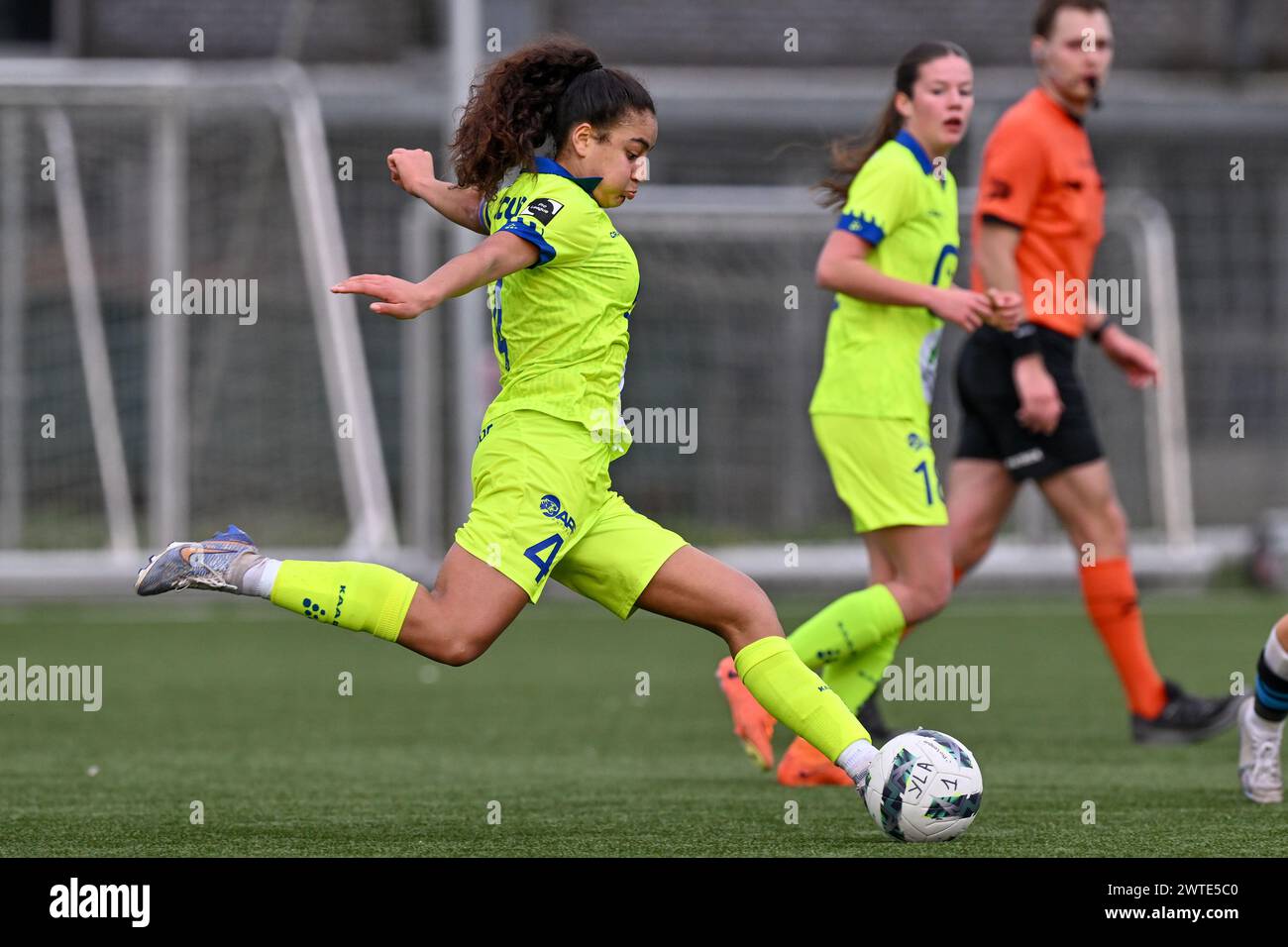 Nia Elyn (4) of AA Gent pictured during a female soccer game between Club Brugge Dames YLA and ...