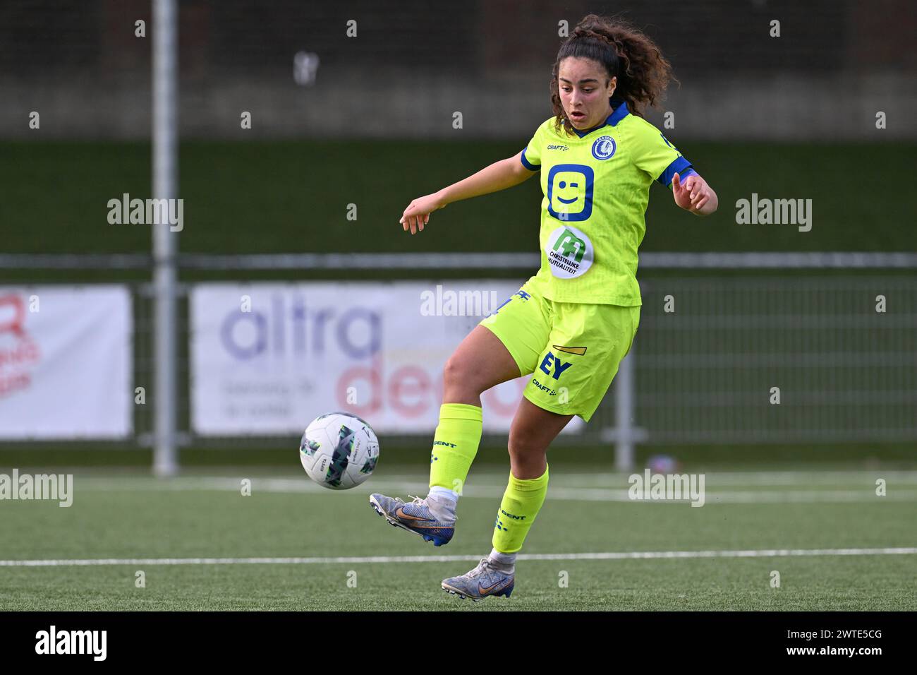Nia Elyn (4) of AA Gent pictured during a female soccer game between Club Brugge Dames YLA and ...