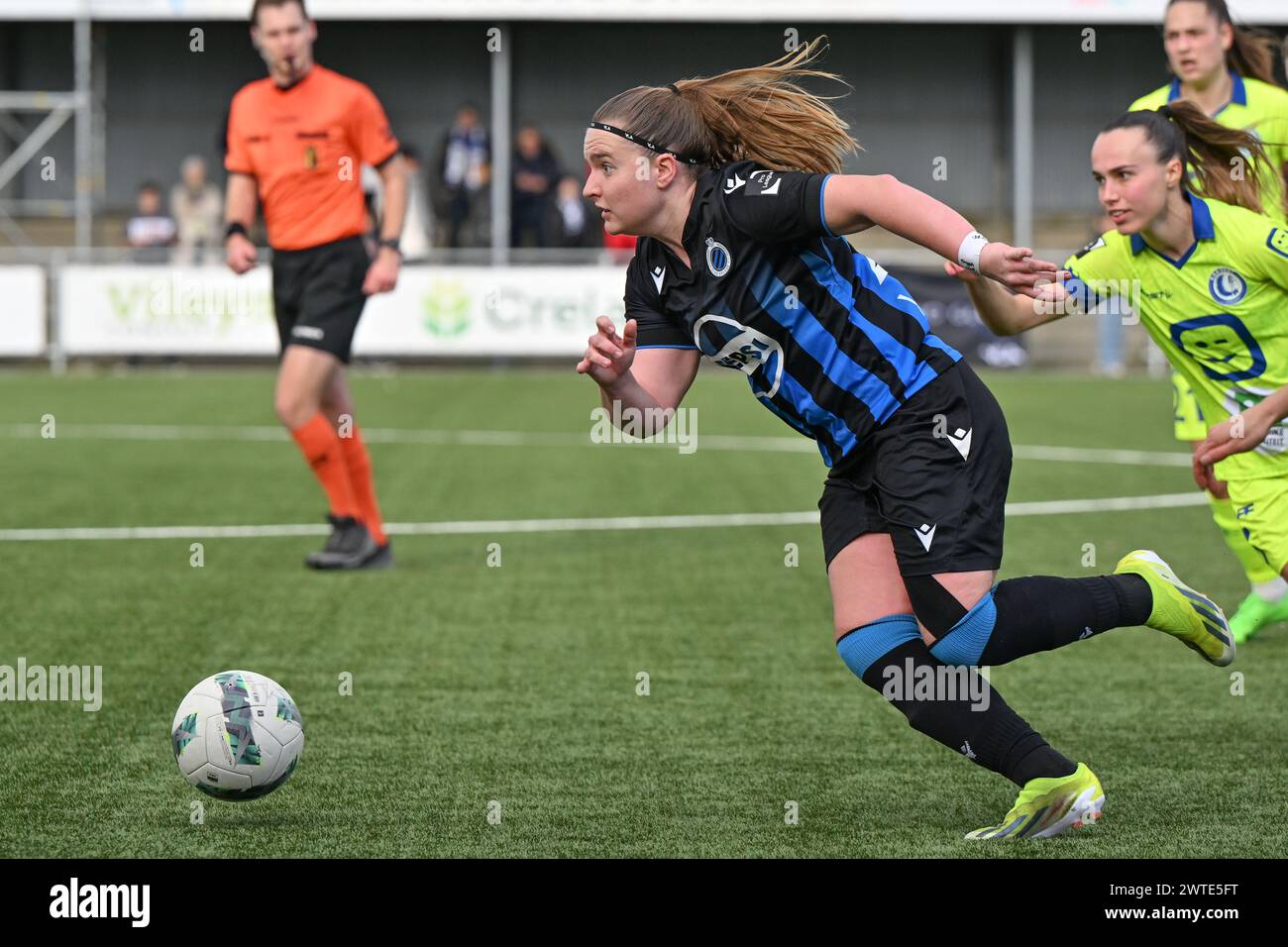 Davinia Vanmechelen (25) of Club YLA pictured during a female soccer game between Club Brugge ...
