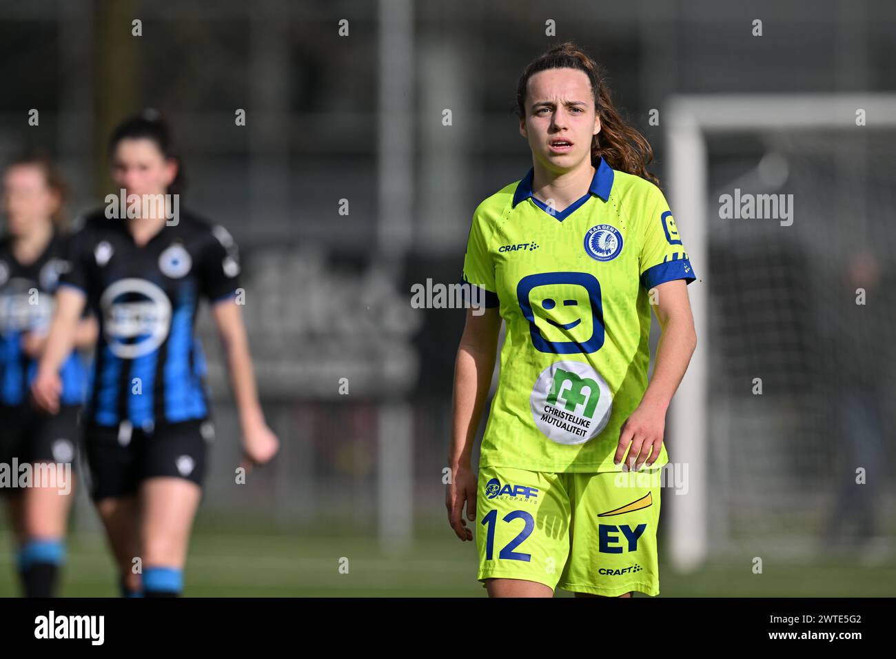 Aalter, Belgium. 16th Mar, 2024. Jasmien Mathys (12) of AA Gent ...