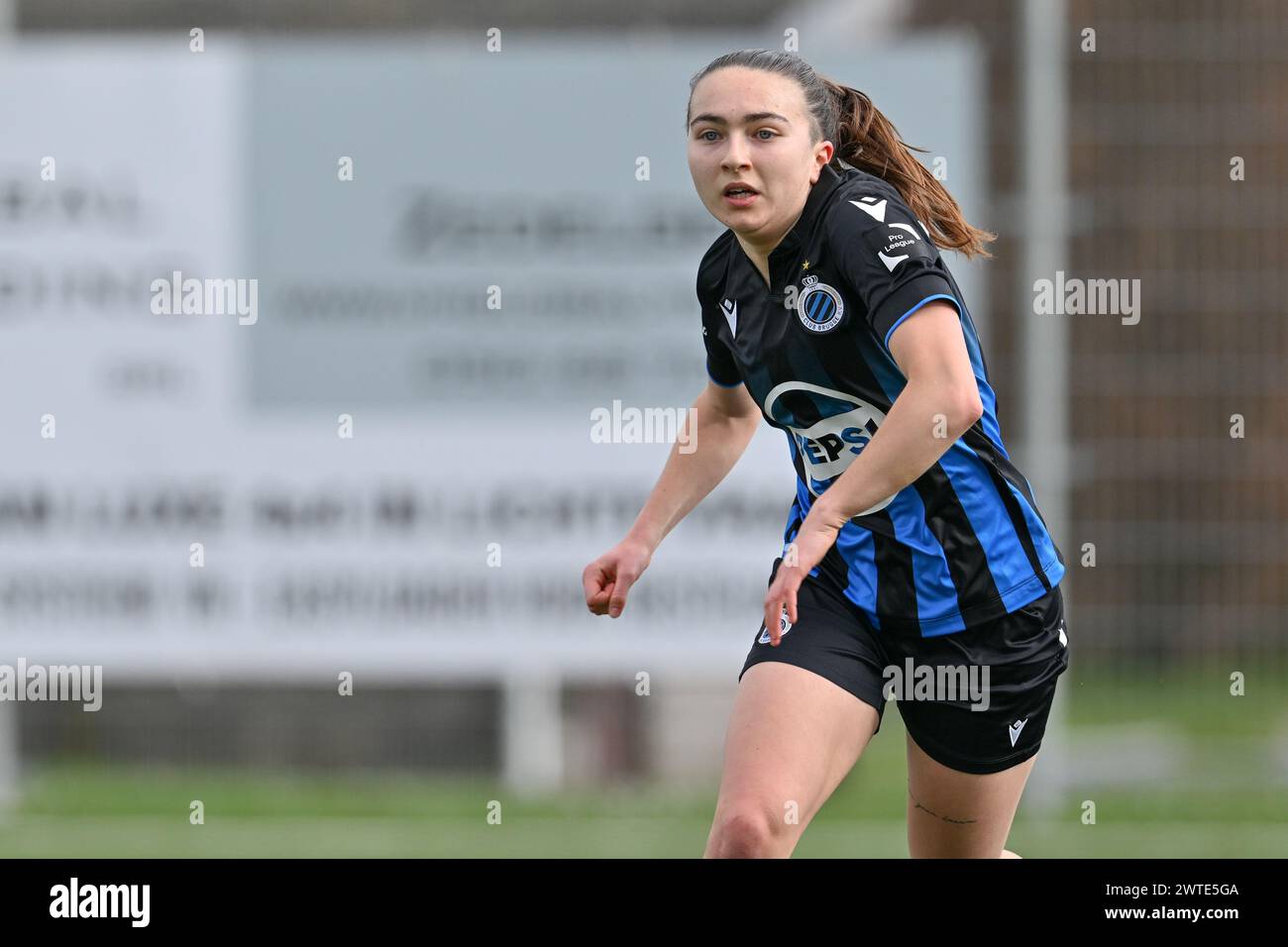 Angel Kerkhove (13) of Club YLA pictured during a female soccer game between Club Brugge Dames ...