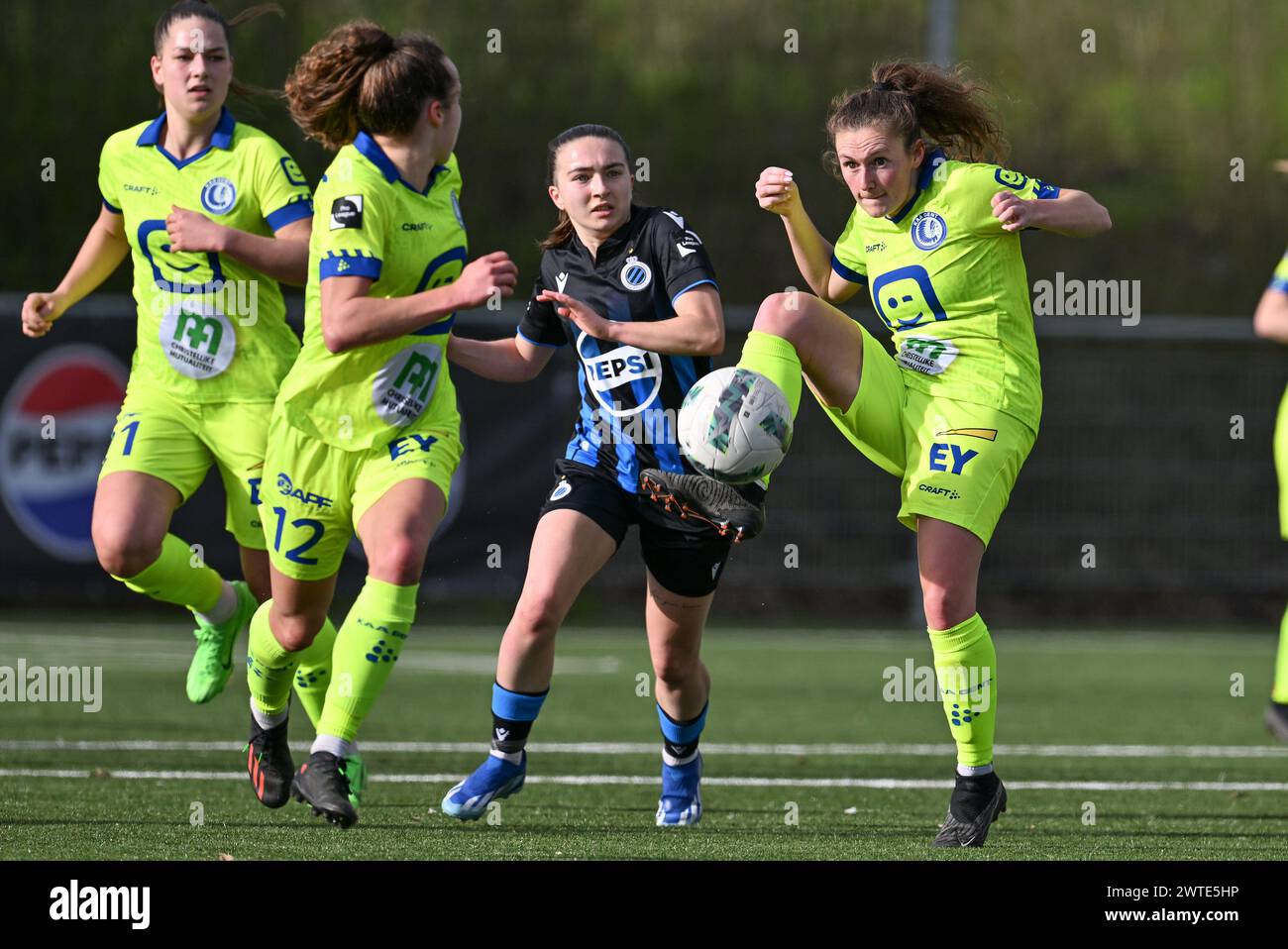 Emma Van Britsom (8) of AA Gent pictured during a female soccer game ...