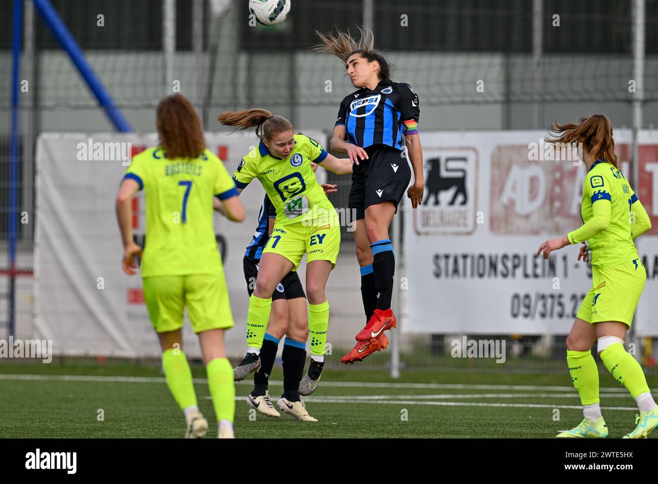 Aalter, Belgium. 16th Mar, 2024. Zarah Taillieu (11) of AA Gent and ...