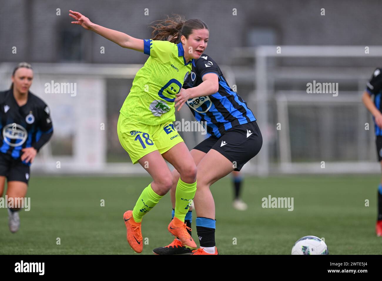 Aalter, Belgium. 16th Mar, 2024. Fiebe Schelfhout (18) of AA Gent pictured during a female ...