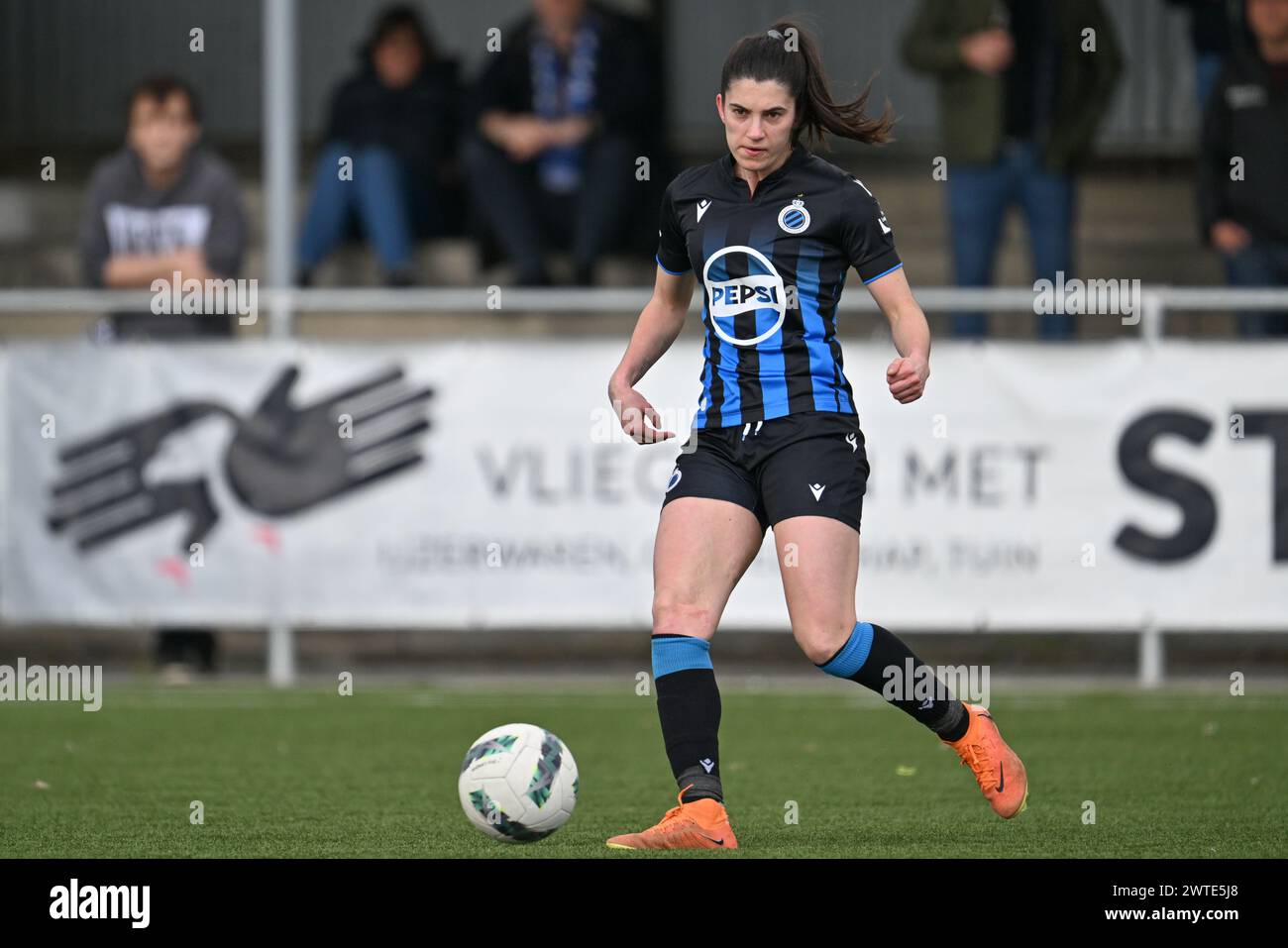 Aalter, Belgium. 16th Mar, 2024. Febe Vanhaecke (3) of Club YLA pictured during a female soccer ...