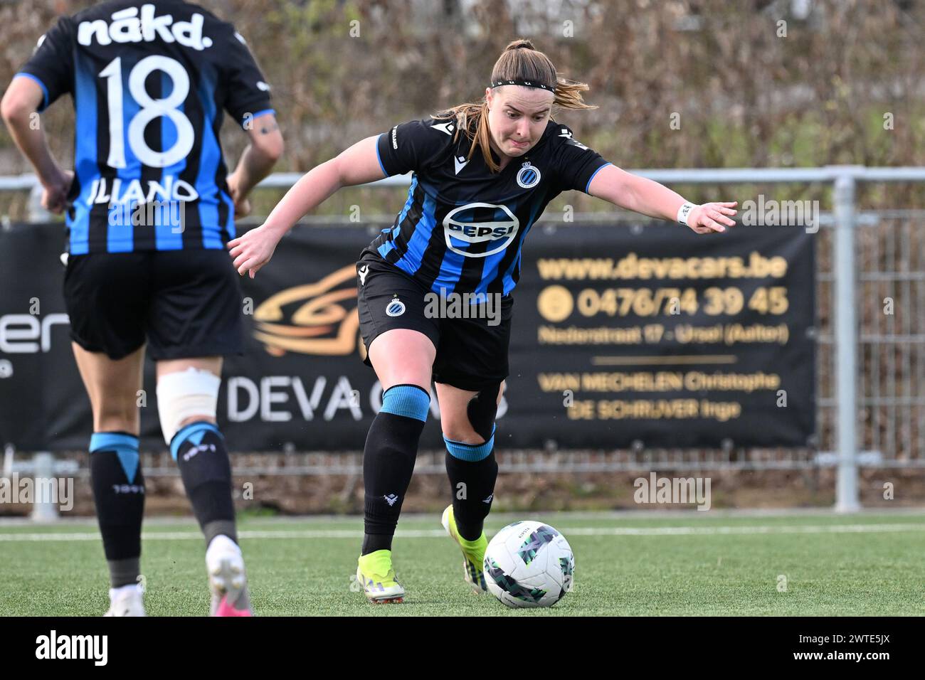 Davinia Vanmechelen (25) of Club YLA pictured during a female soccer game between Club Brugge ...