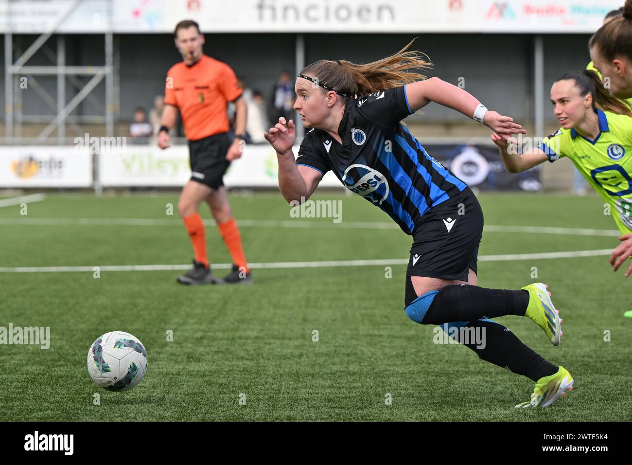 Aalter, Belgium. 16th Mar, 2024. Davinia Vanmechelen (25) of Club YLA pictured during a female ...