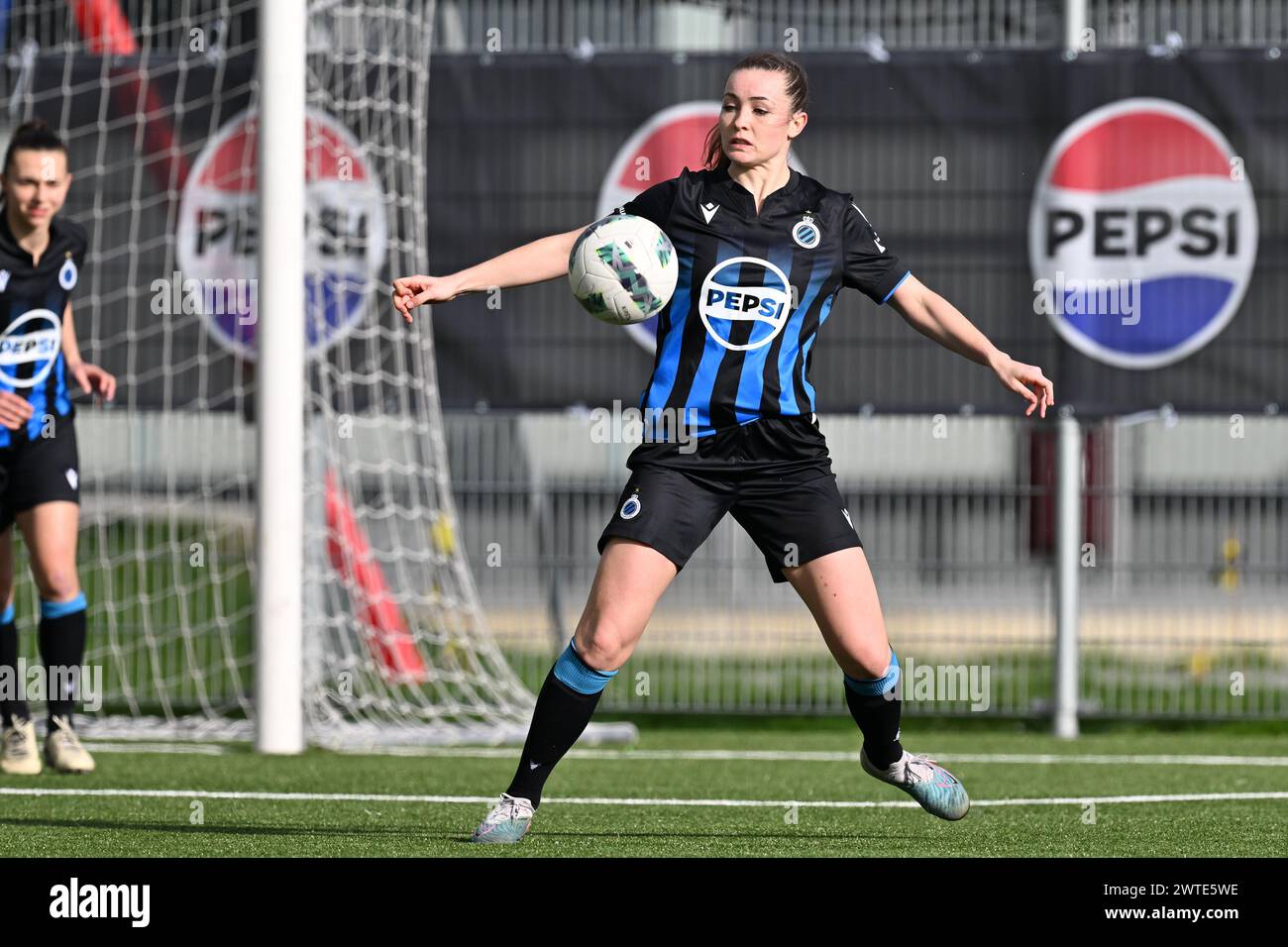 Aalter, Belgium. 16th Mar, 2024. Sterre Gielen (14) of Club YLA ...