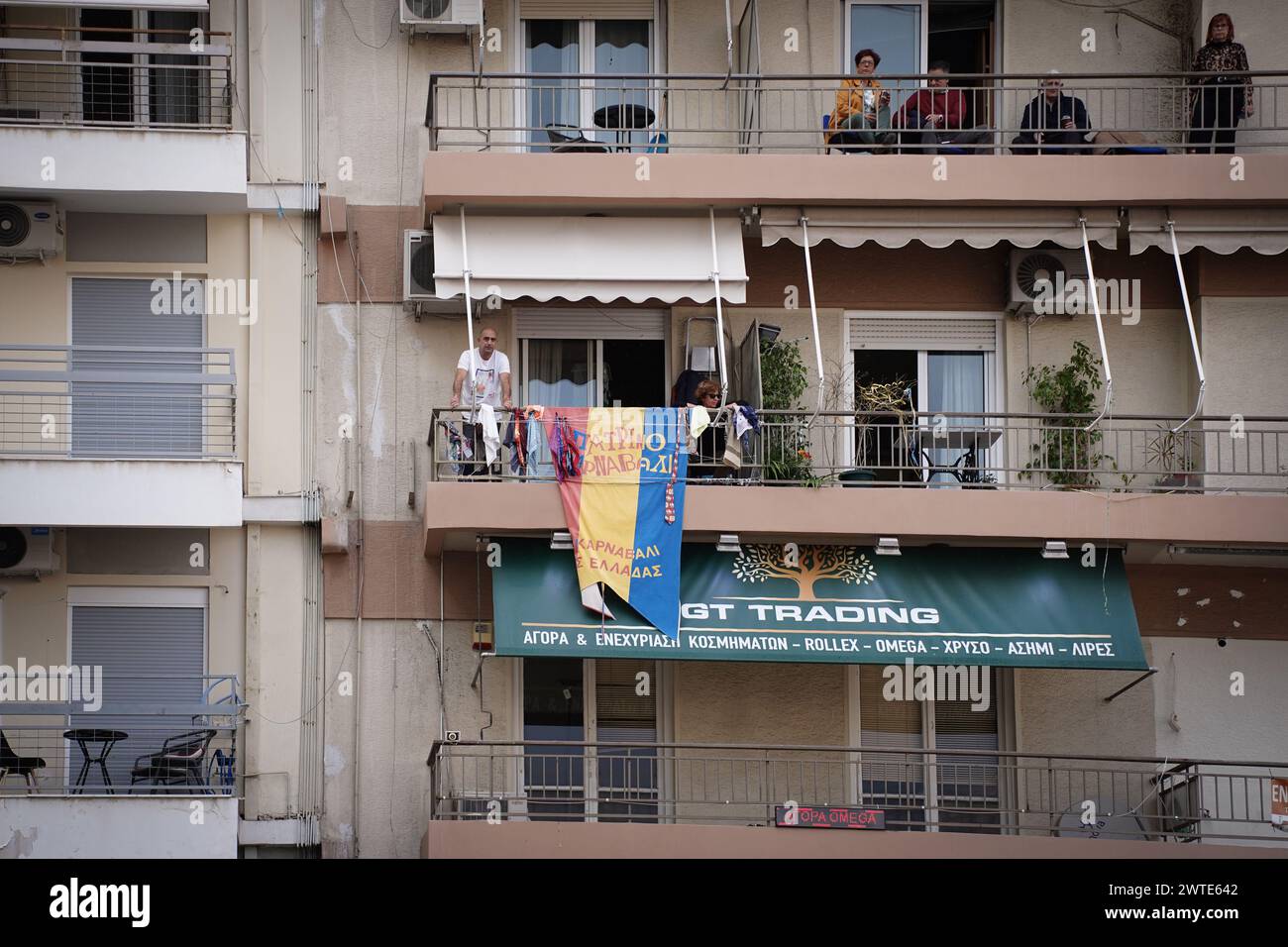 Patra, Greece. 17th Mar, 2024. Residents in Patras, Greece, are ...