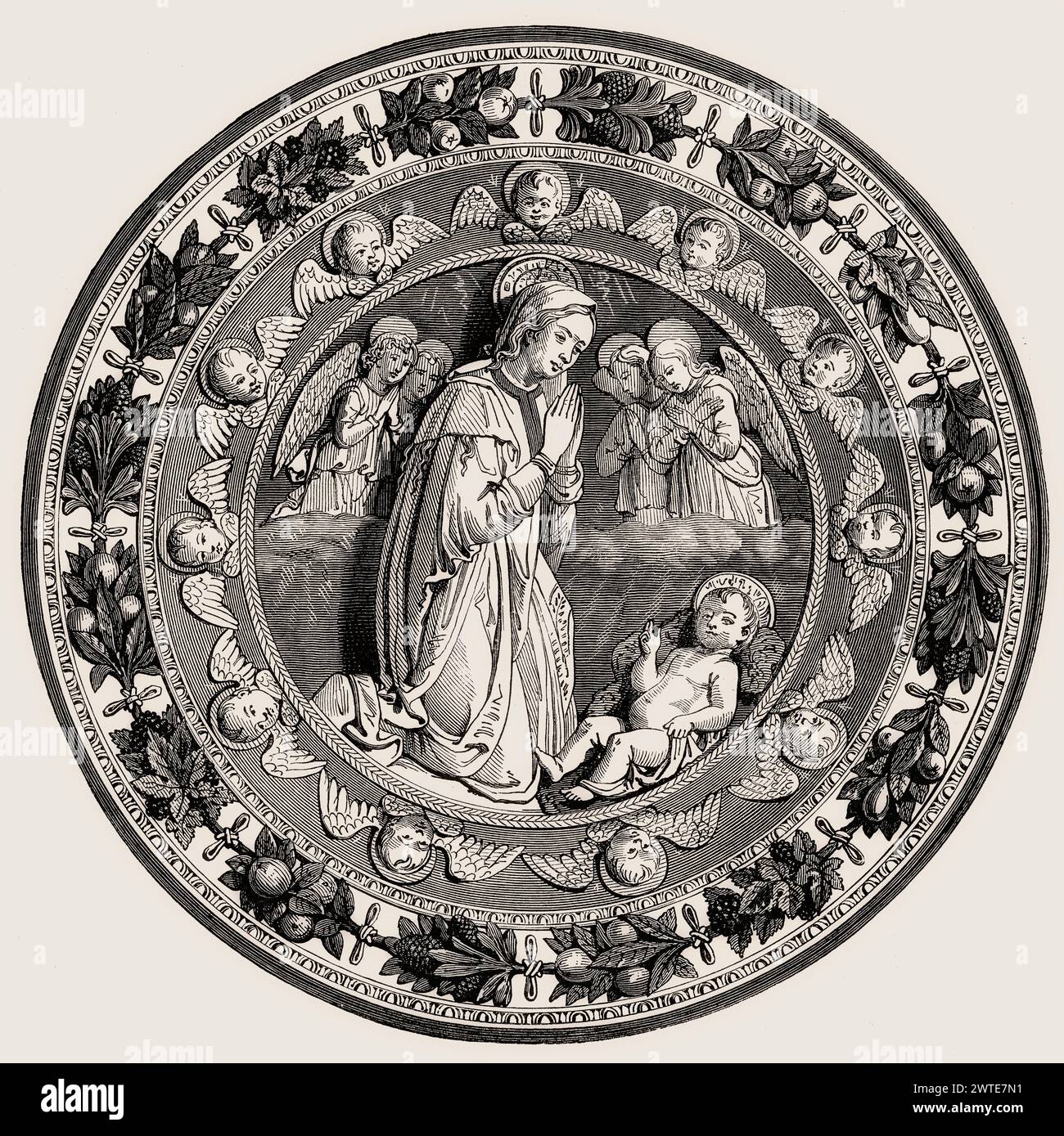 Madonna, tin-glazed pottery by Luca della Robbia, enameled terracotta ...