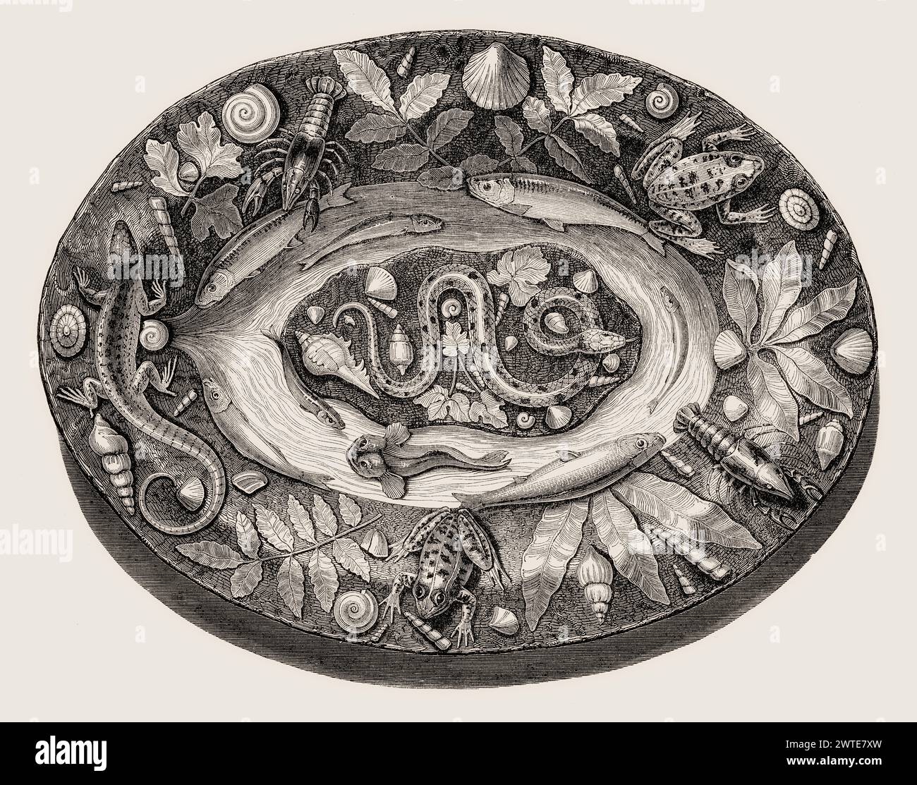 Rusticware platter by Bernard Palissy, French Huguenot potter, 16th ...